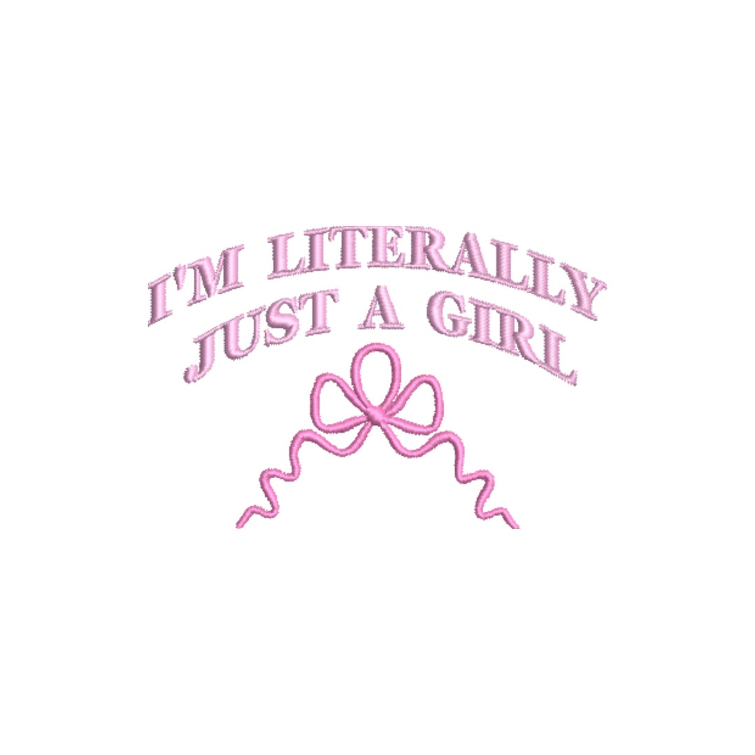 Pink Just a Girl Coquette Ribbon Bow Gift Embroidery Digital File ...