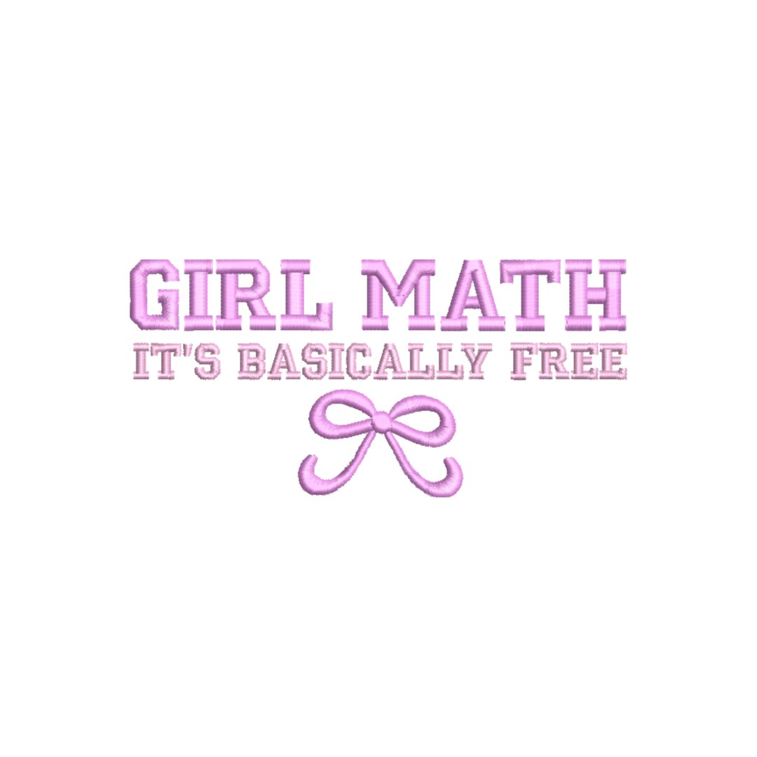 Girl Math Embroidery Design: Bow, Ribbon (digital Download) - Etsy