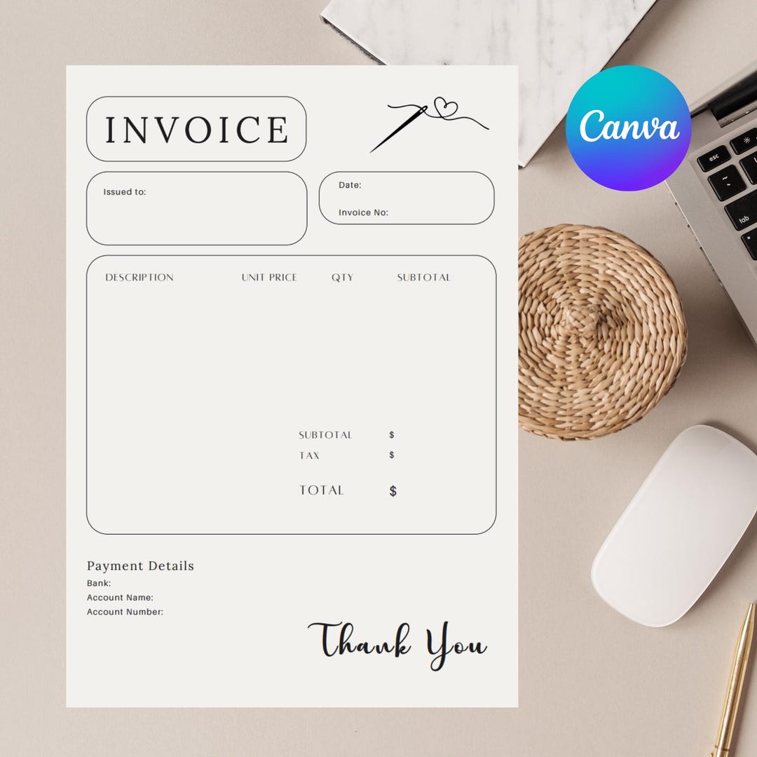 Instant Download Embroidery Invoice Form Editable Customisable Ready to ...