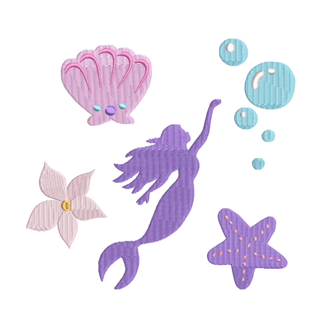 Mermaid Embroidery Design: Little Mermaid, Princess (digital Download ...