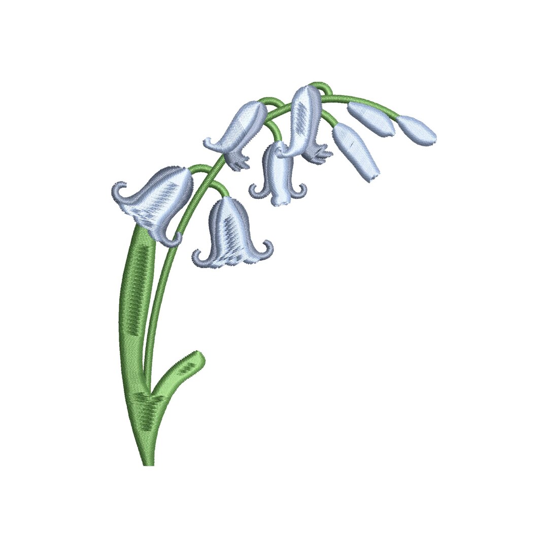 Bluebell Stem Embroidery Design for Weddings Spa Cushions Hoodies Blue ...