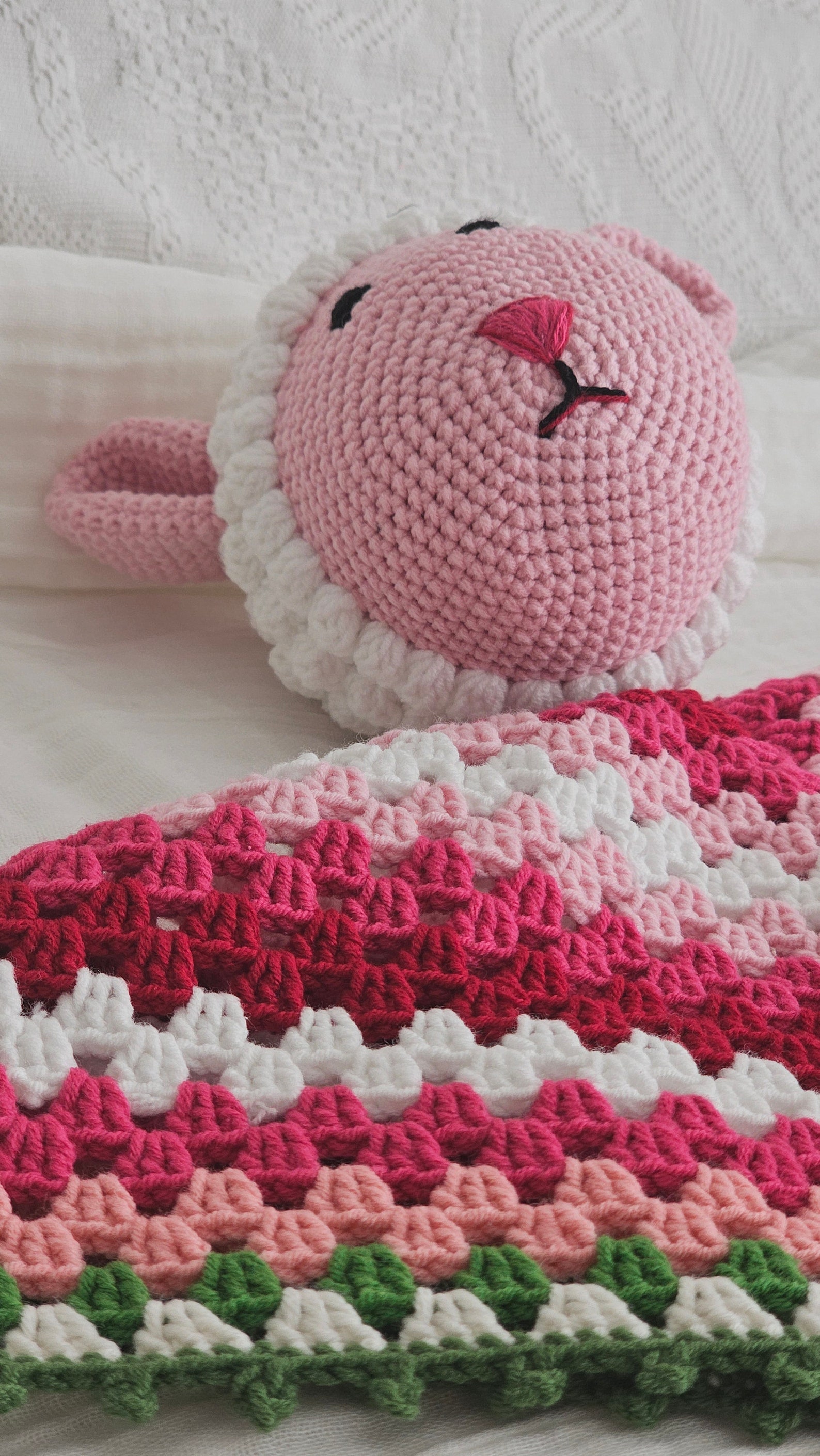 Crochet Lamb Amigurumi Toy Sleeping Companion, Teether, Rattle, Crochet ...