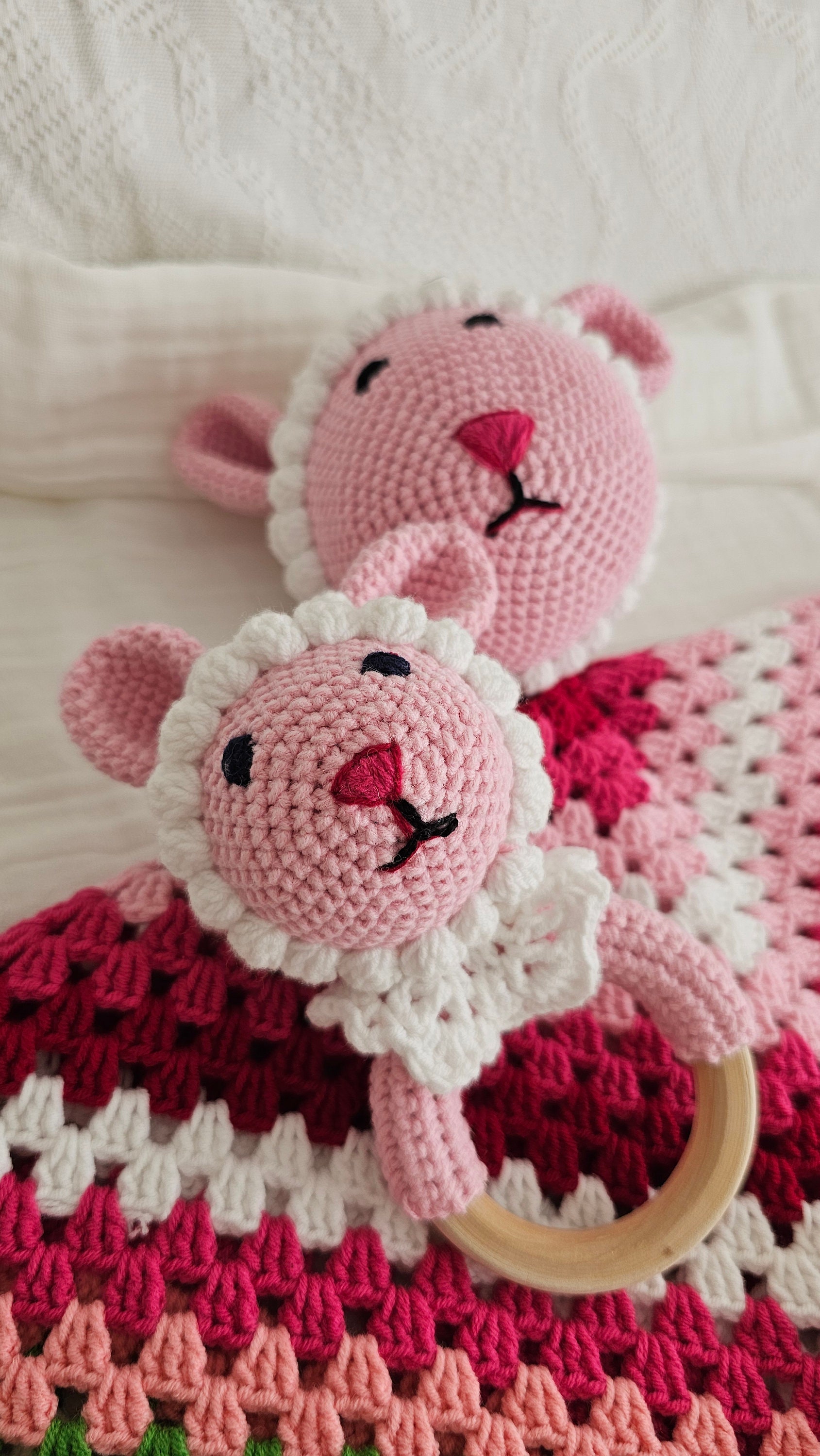 Crochet Lamb Amigurumi Toy Sleeping Companion, Teether, Rattle, Crochet ...