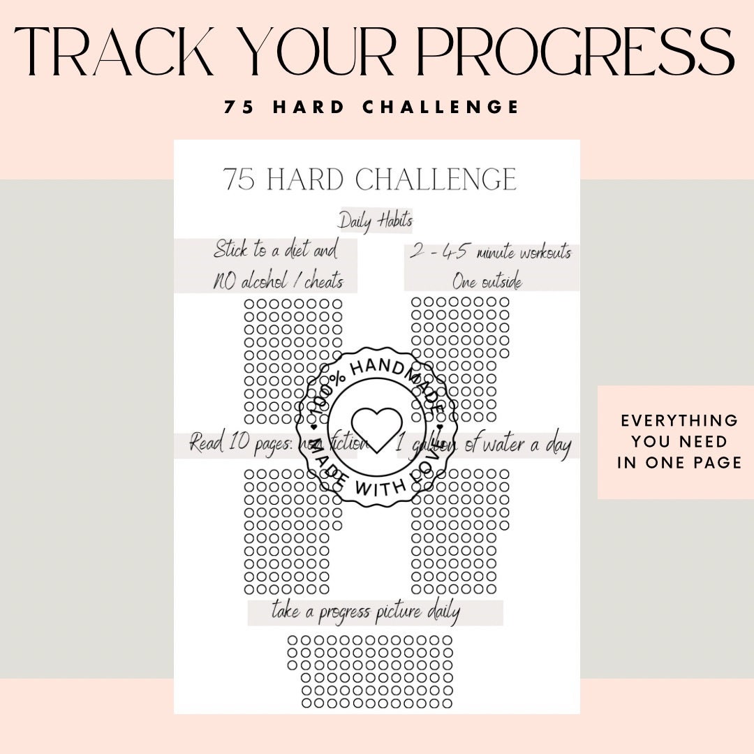 75 Hard Challenge Tracker, 75 Hard Challenge, 75 Hard, Fitness ...