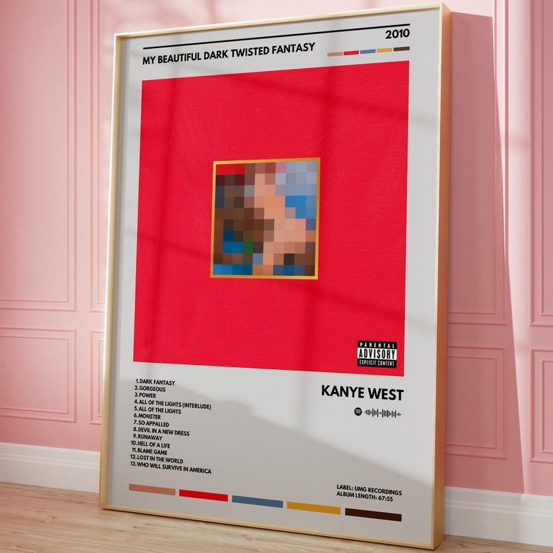 Kanye West My Beautiful Dark Twisted Fantasy Album Poster - Etsy