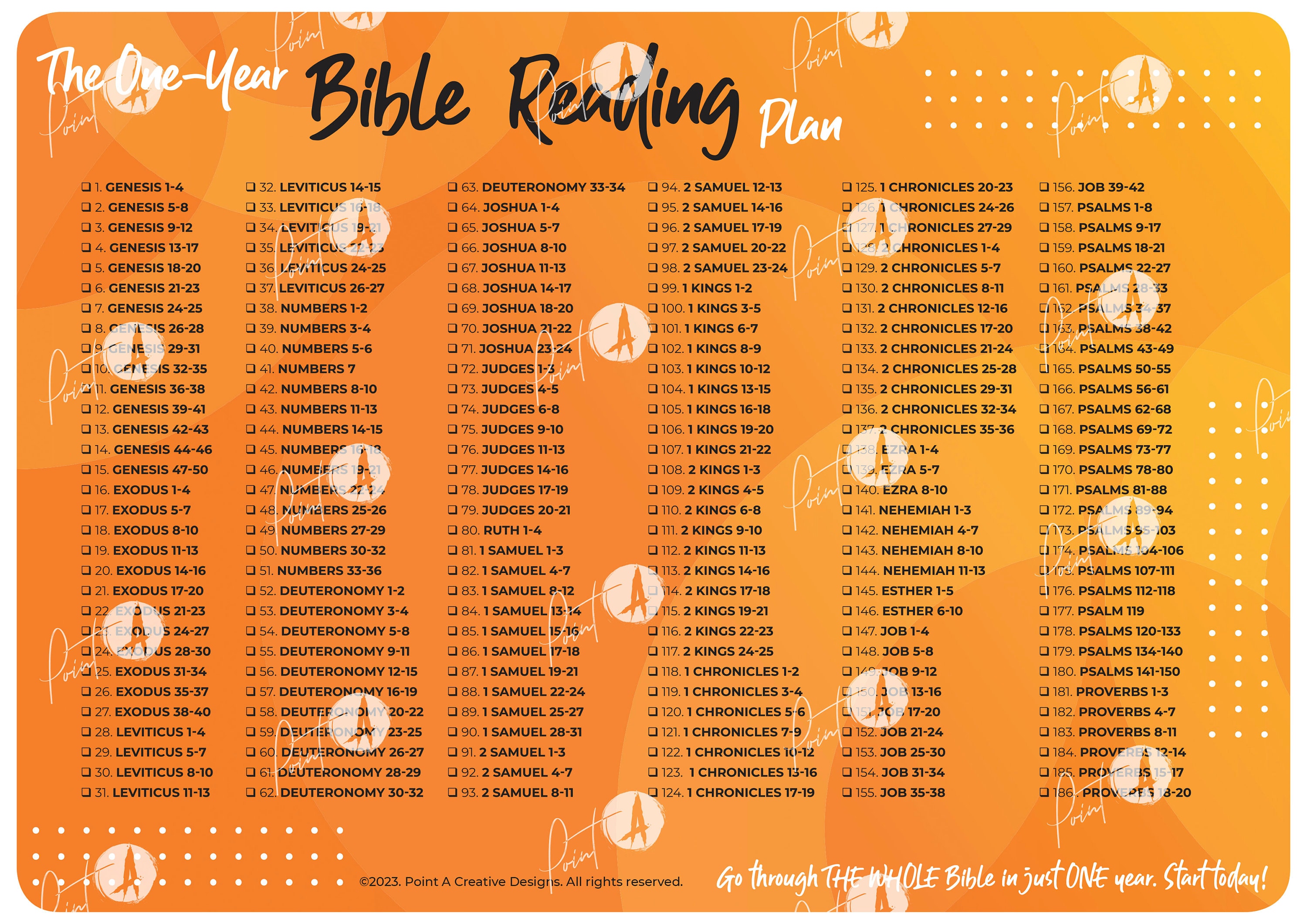 1-year Bible Reading Plan. Printable Template. Read the Whole Bible in ...