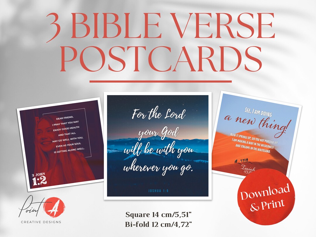 Set of 3 Printable BIBLE Verses Cards Scripture Christian Cards Digital ...