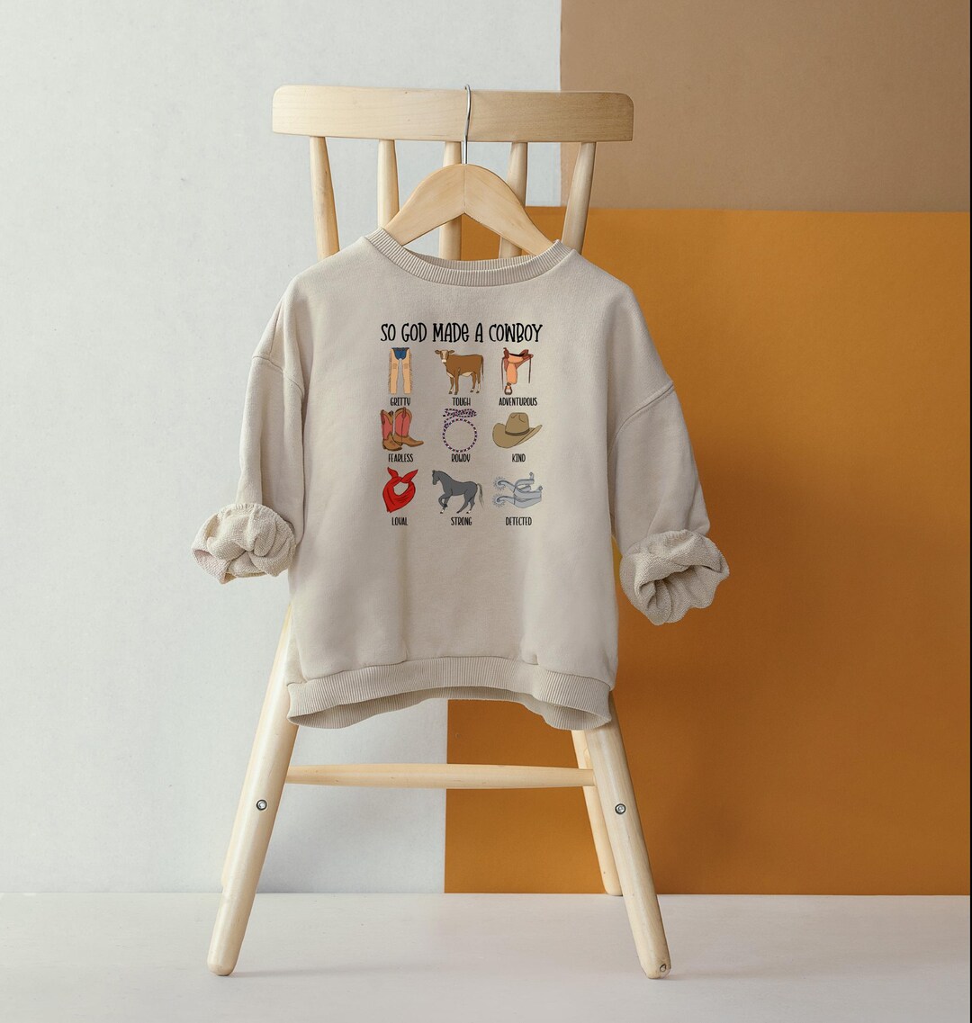 God Made A Cowboy Sweater, Bible Verse Sweatshirt, Christian Sweater ...