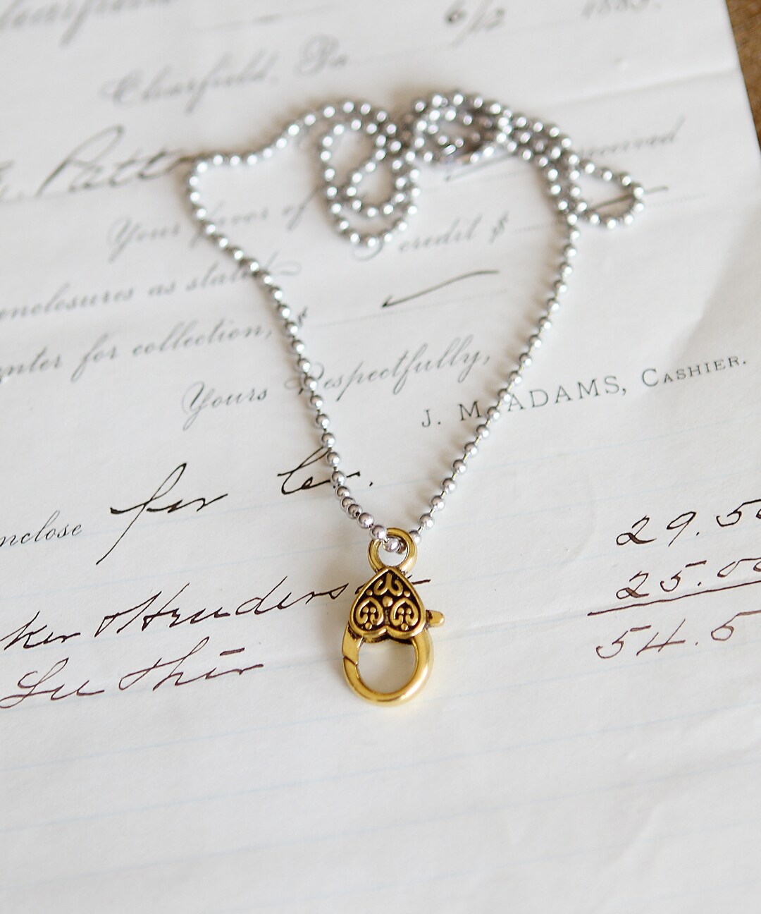 Mixed Metal Silver Gold Ornate Ball Chain Charm Catcher for Charm ...