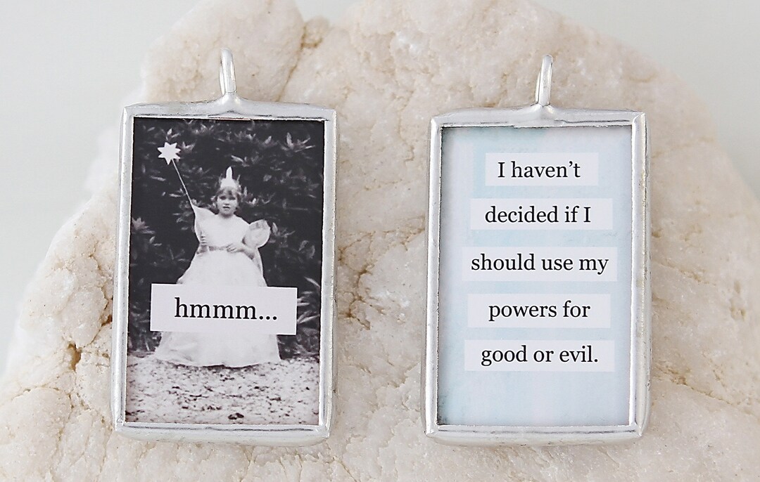 Princess Good Evil Soldered Charm, Handmade Charm, Collage Art Charm ...