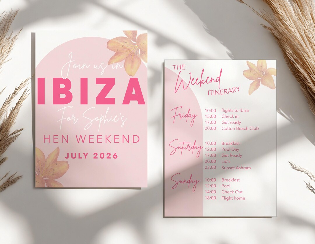 Ibiza Hen Weekend Itinerary Template: Ibiza Girls Trip Itinerary, Beach ...
