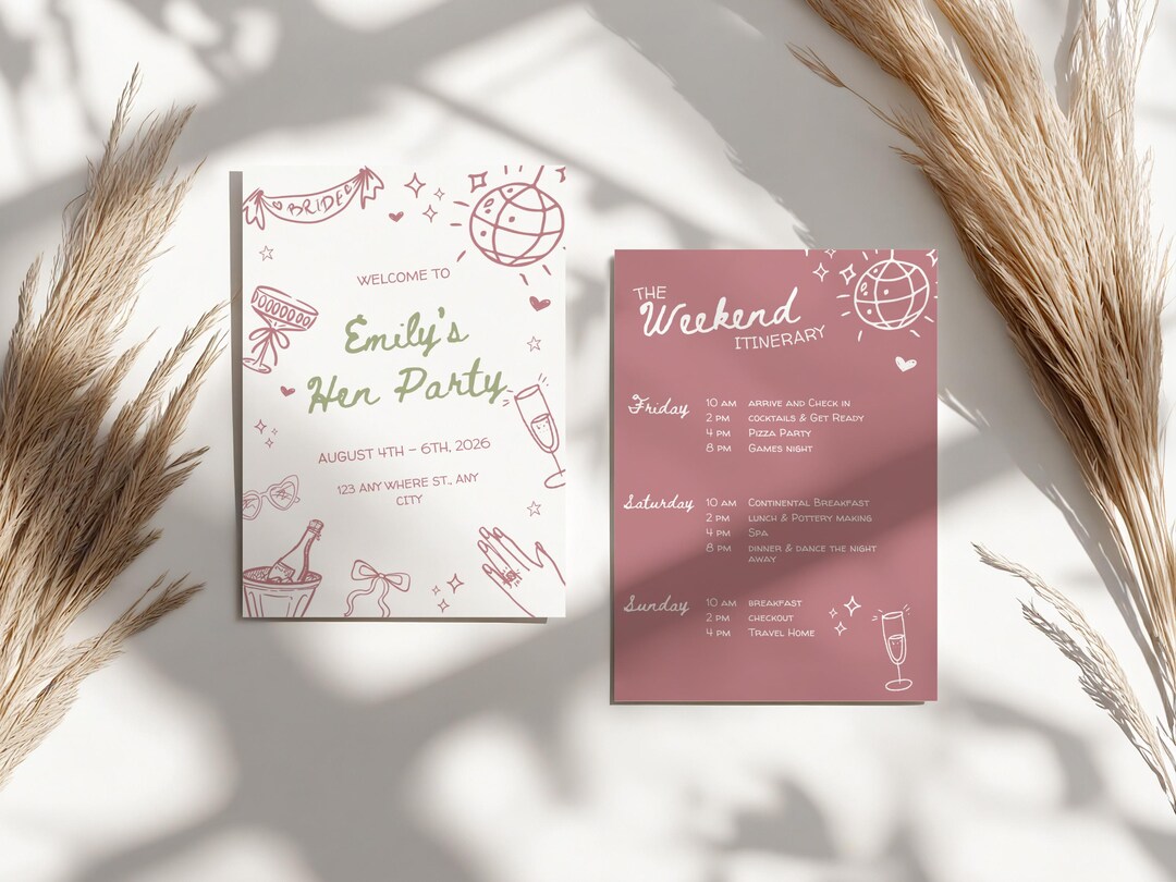 Editable Hen Party Itinerary Bachelorette Weekend Schedule Printable or ...