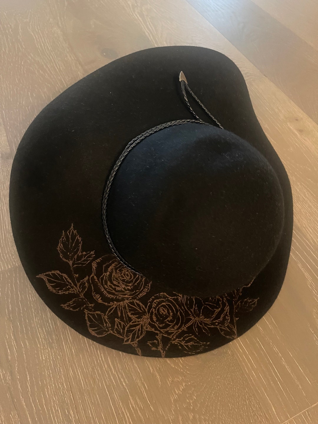 Floppy Felt Black Burned Hat - Etsy