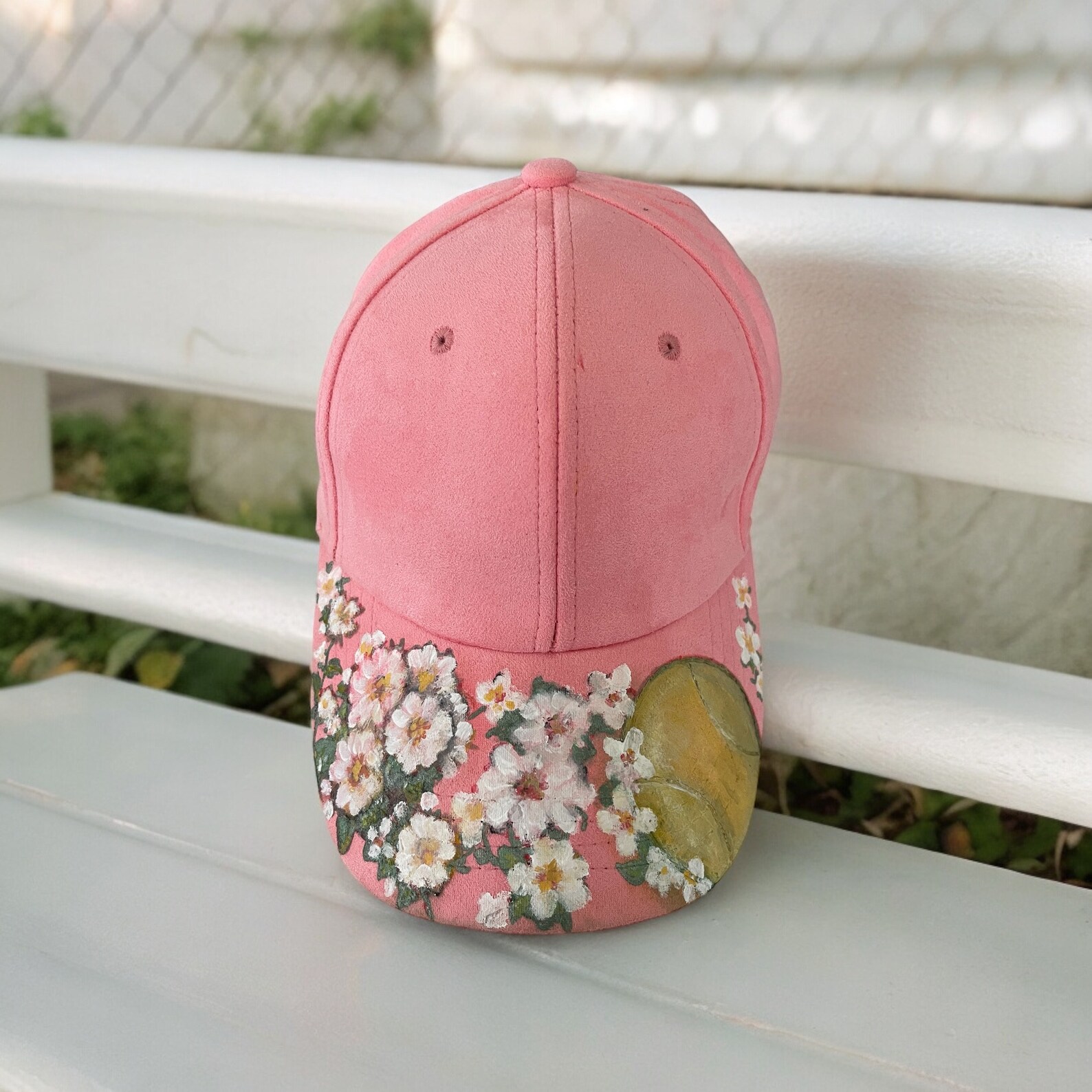 Custom Painted Baseball Cap With Tennis Motif - Etsy