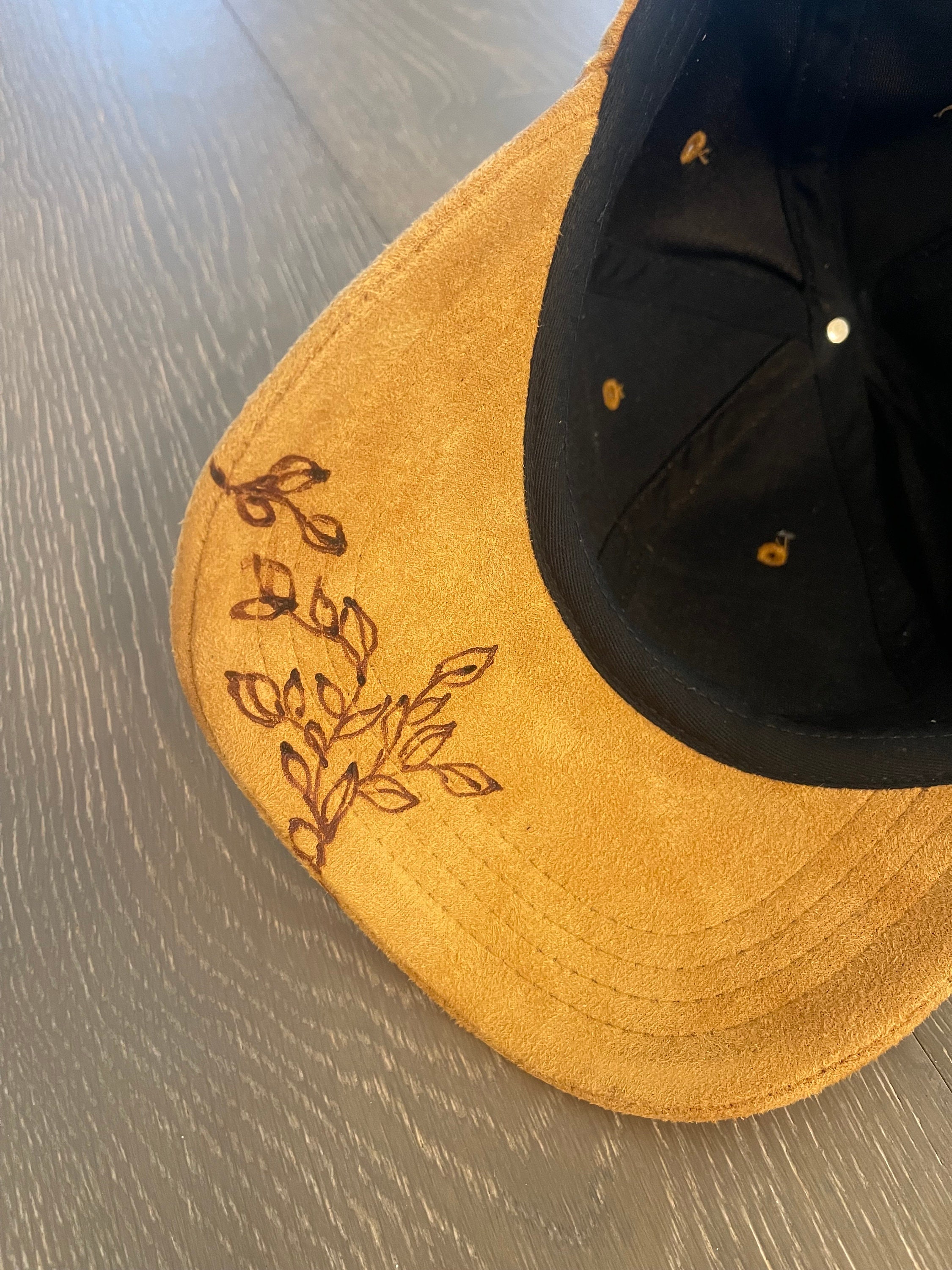 Sunflower and Vines Burned Baseball Cap - Etsy