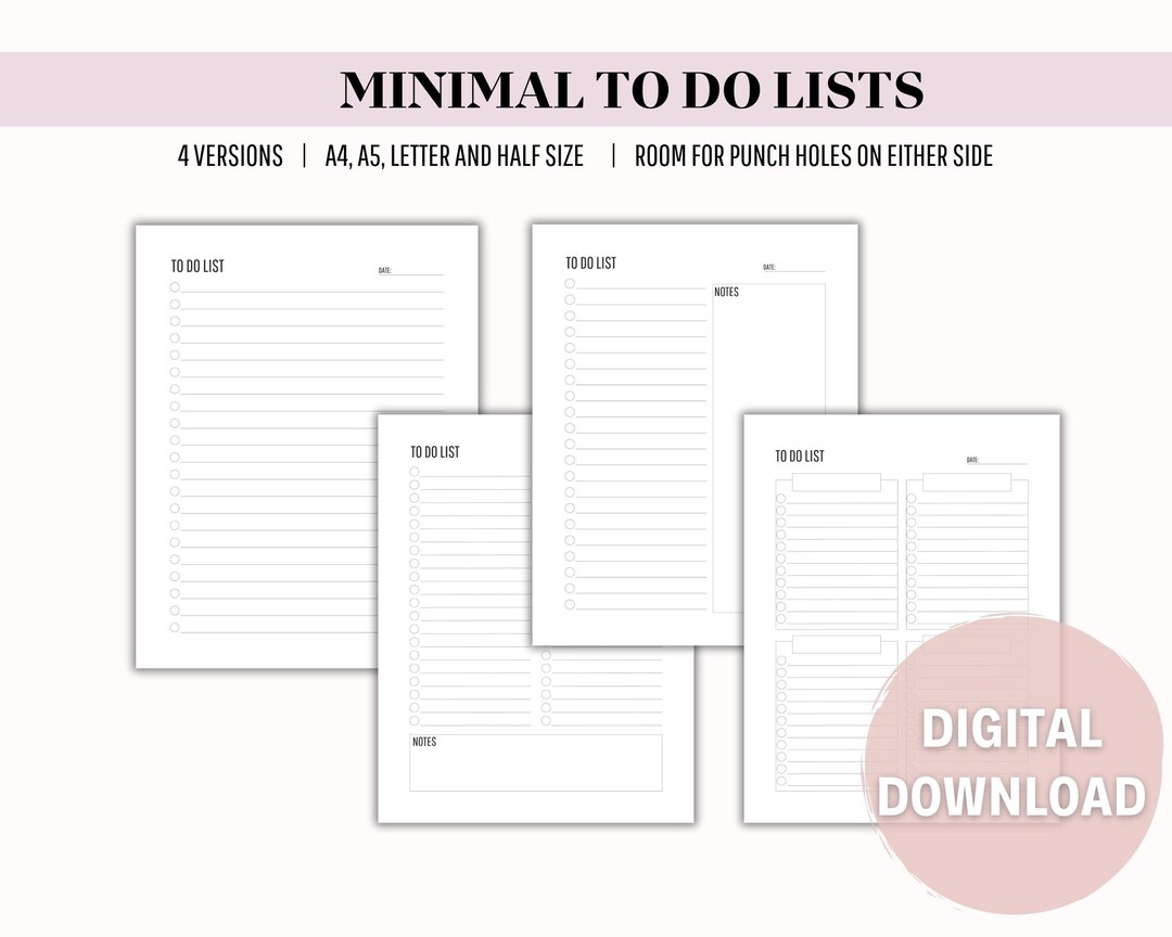 Minimal to Do List Printable to Do List Template - Etsy