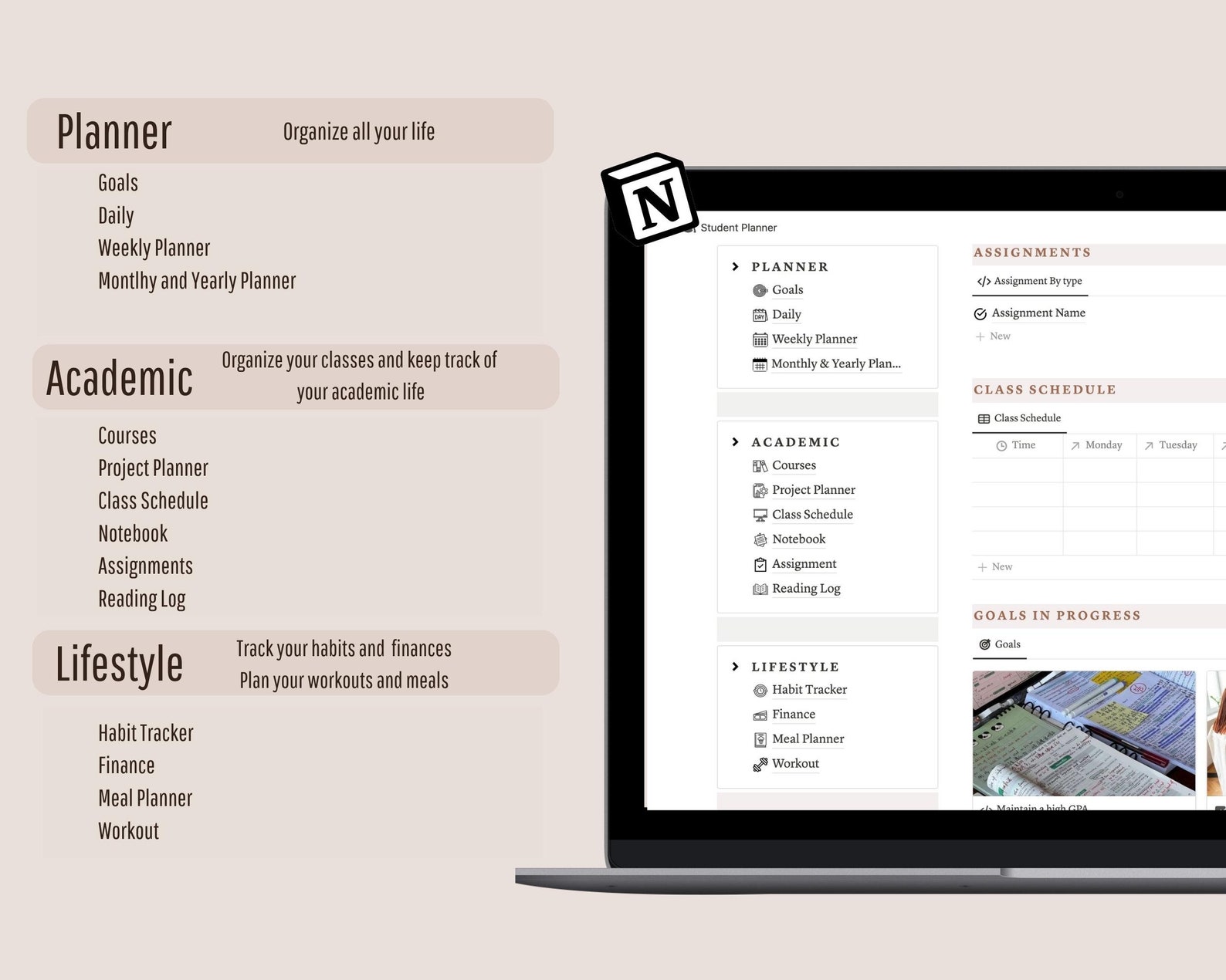 Student Notion Template all in One Notion Planneradhd Notion - Etsy