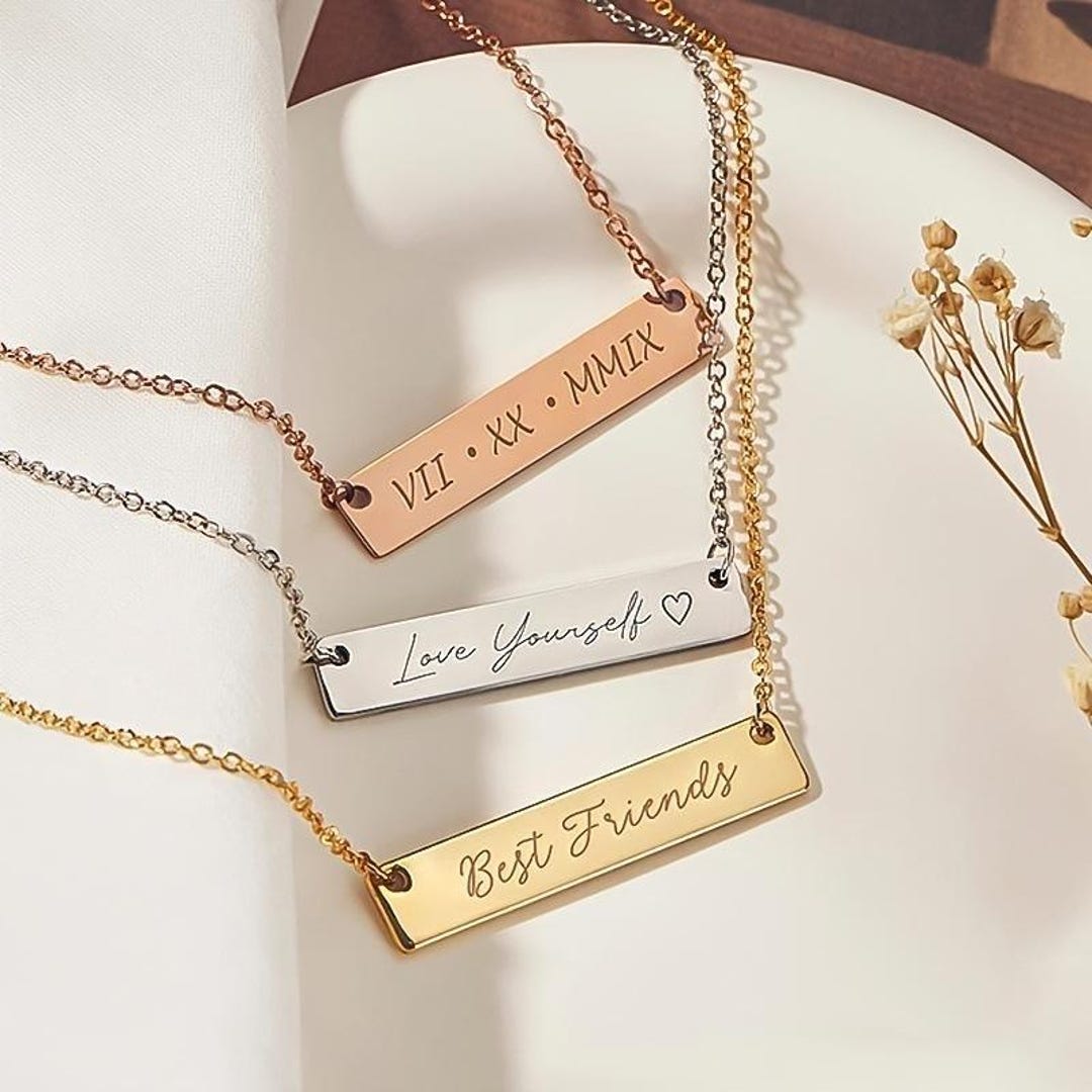 Personalized 18k Gold Plated Name Necklace, Custom Engraved Disc ...