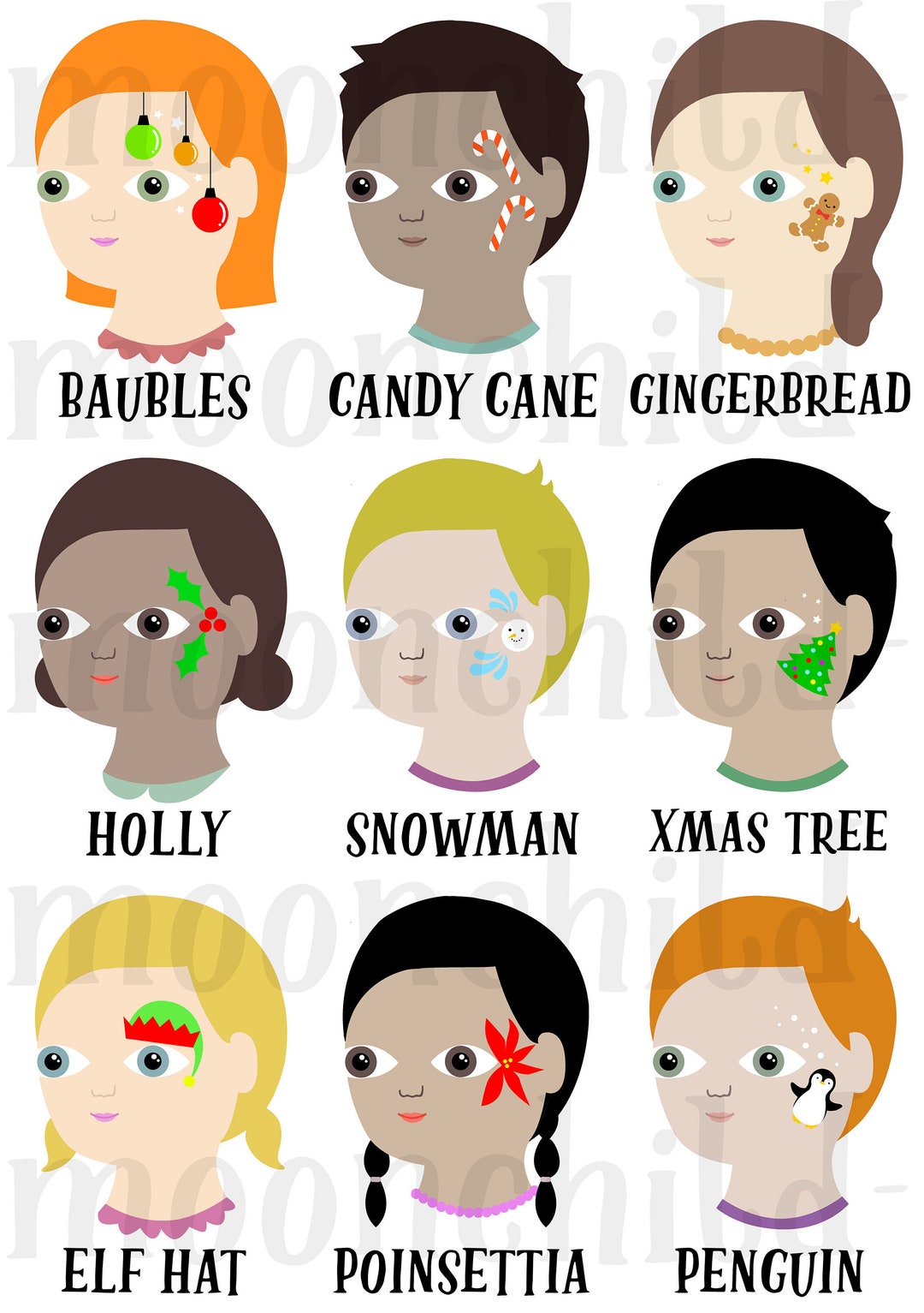Christmas Face Painting Eye Design Menu Board Image. Printable - Etsy UK