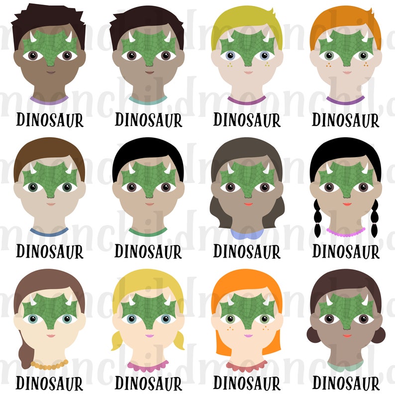 Dinosaur Face Painting Menu Board Image. Printable PDF Image to ...