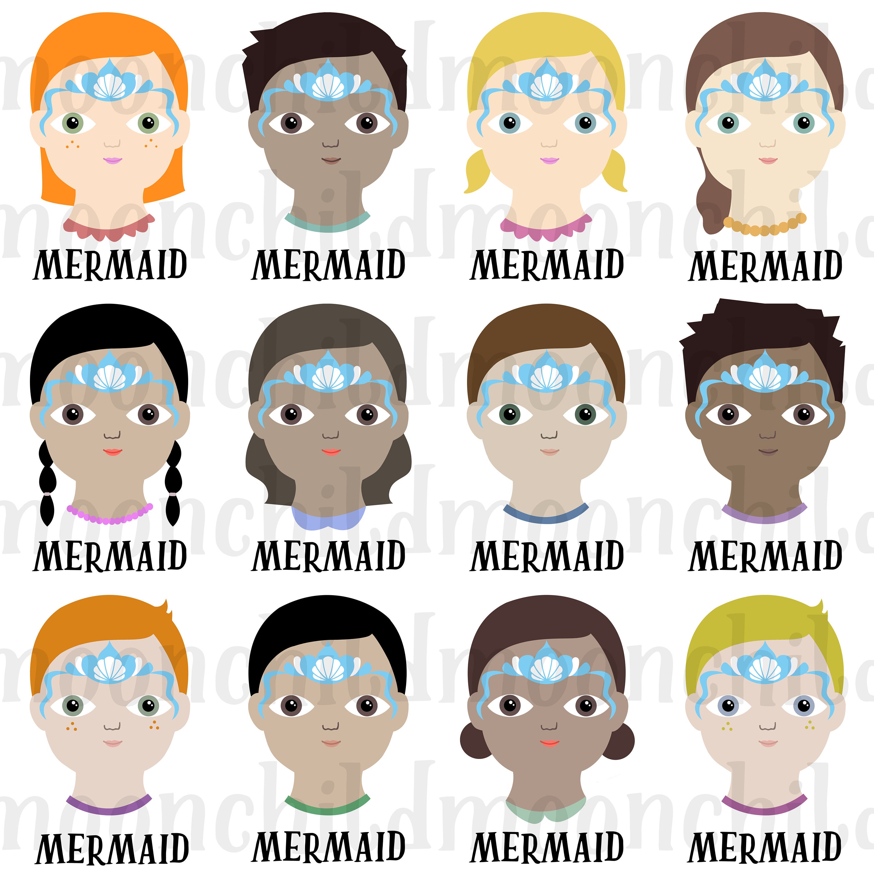 Mermaid Crown Face Painting Menu Board Image. Printable PDF Image to ...