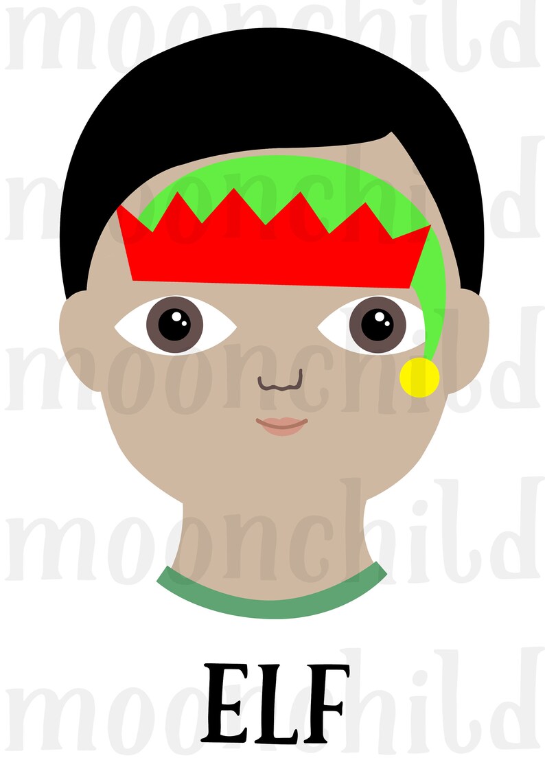 Christmas Elf Face Painting Menu Board Image. Printable PDF Image to ...