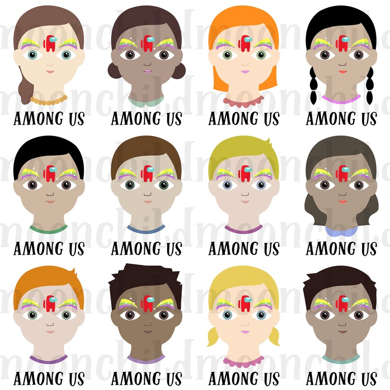 Among Us Face Painting Menu Board Image. Printable PDF Image to ...
