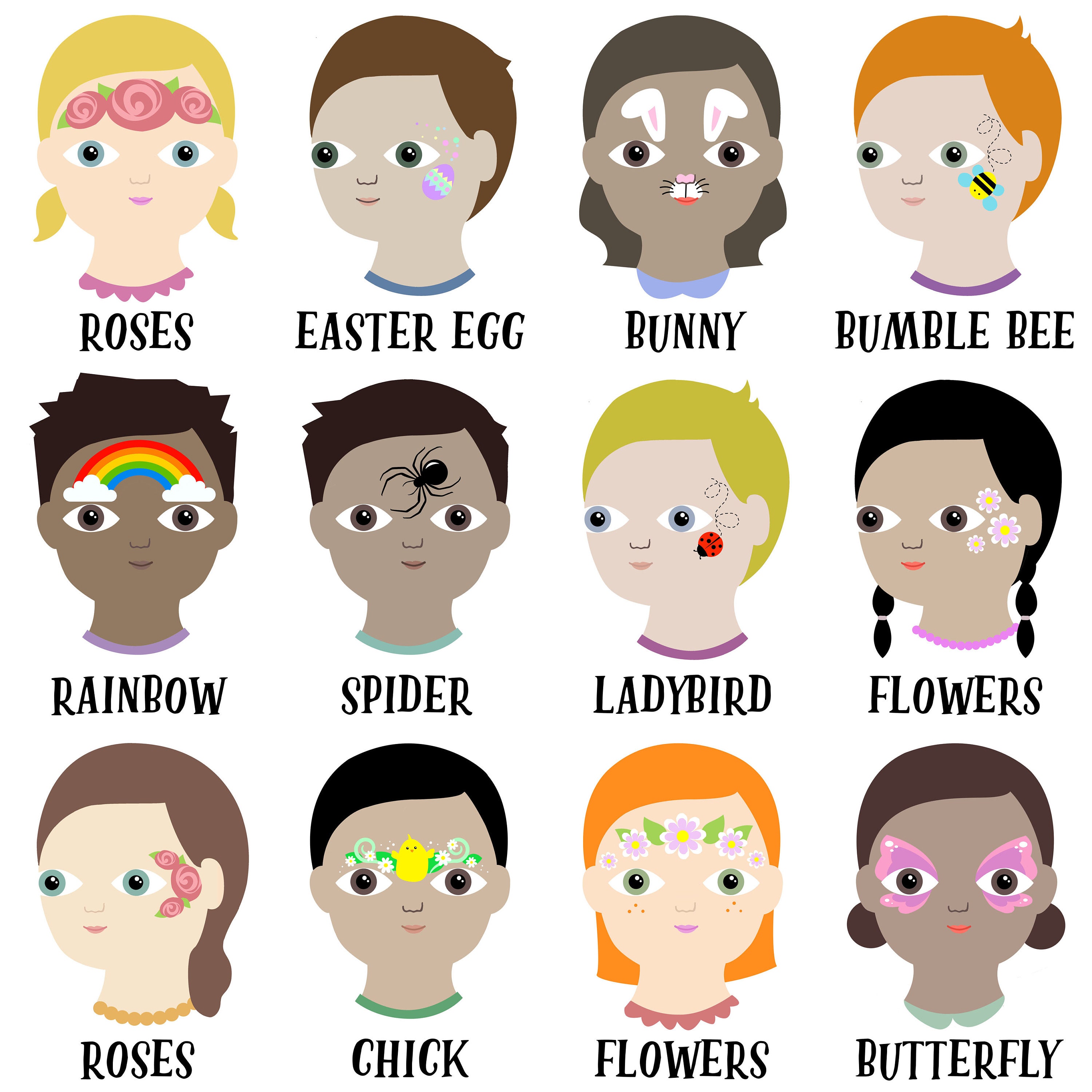 Large Easter Spring Face Painting Menu Board Image. Printable PDF Image ...