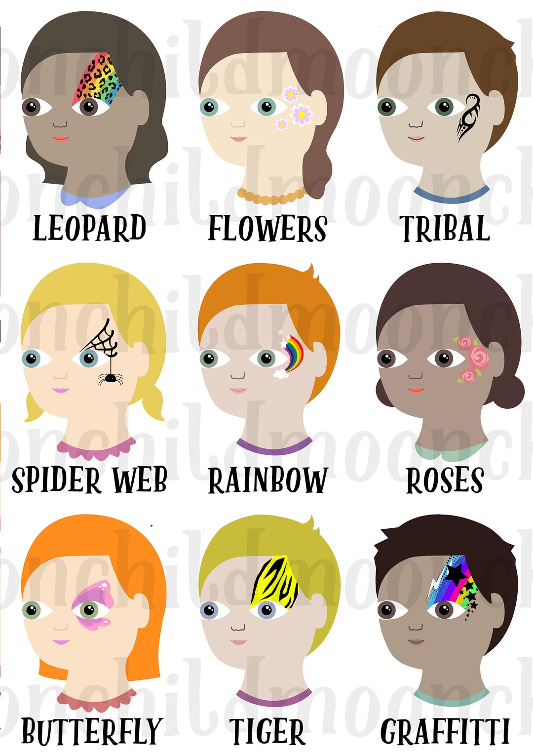 Simple Eye Design Face Painting Menu Board Image. Printable PDF Image ...