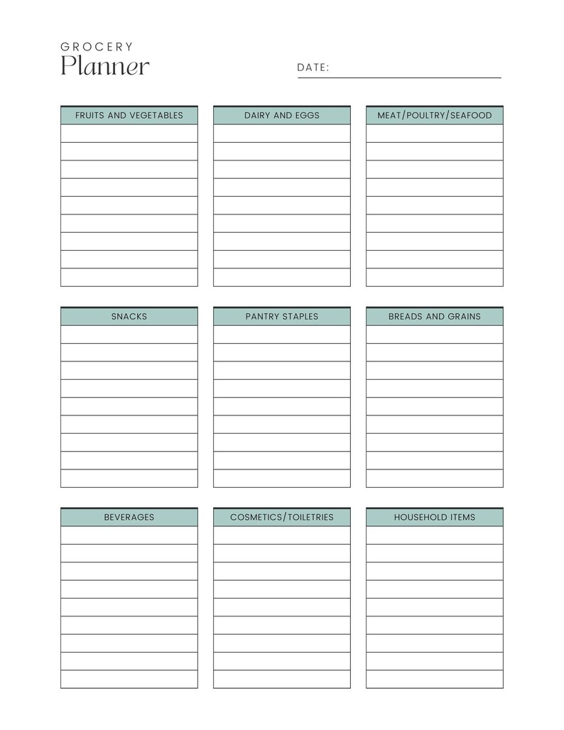 Simple Grocery List Printable - Etsy