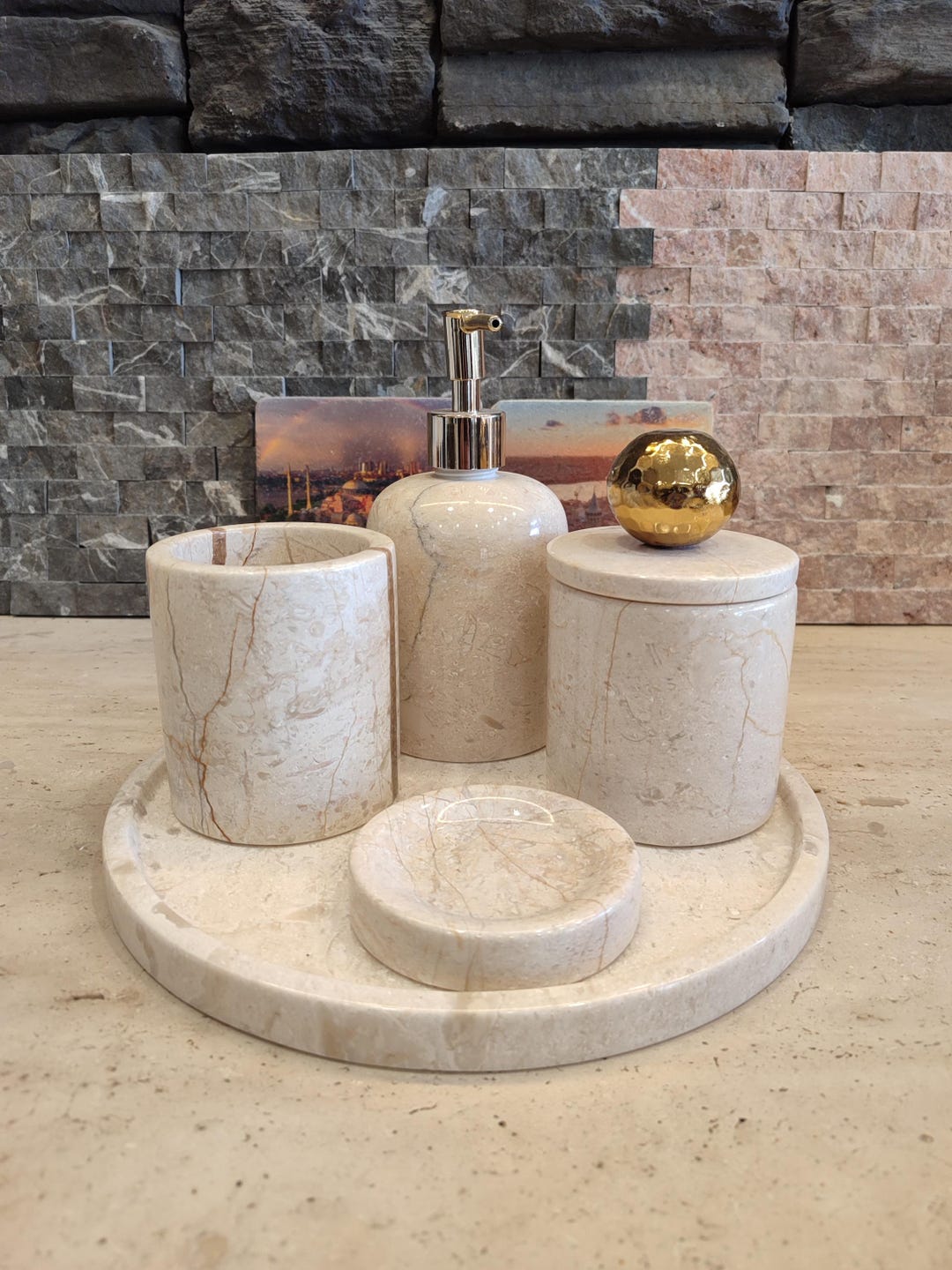Luxury Naturel Marble Bathroom Set - 5 Pieces - Fast Shipping, Fast ...