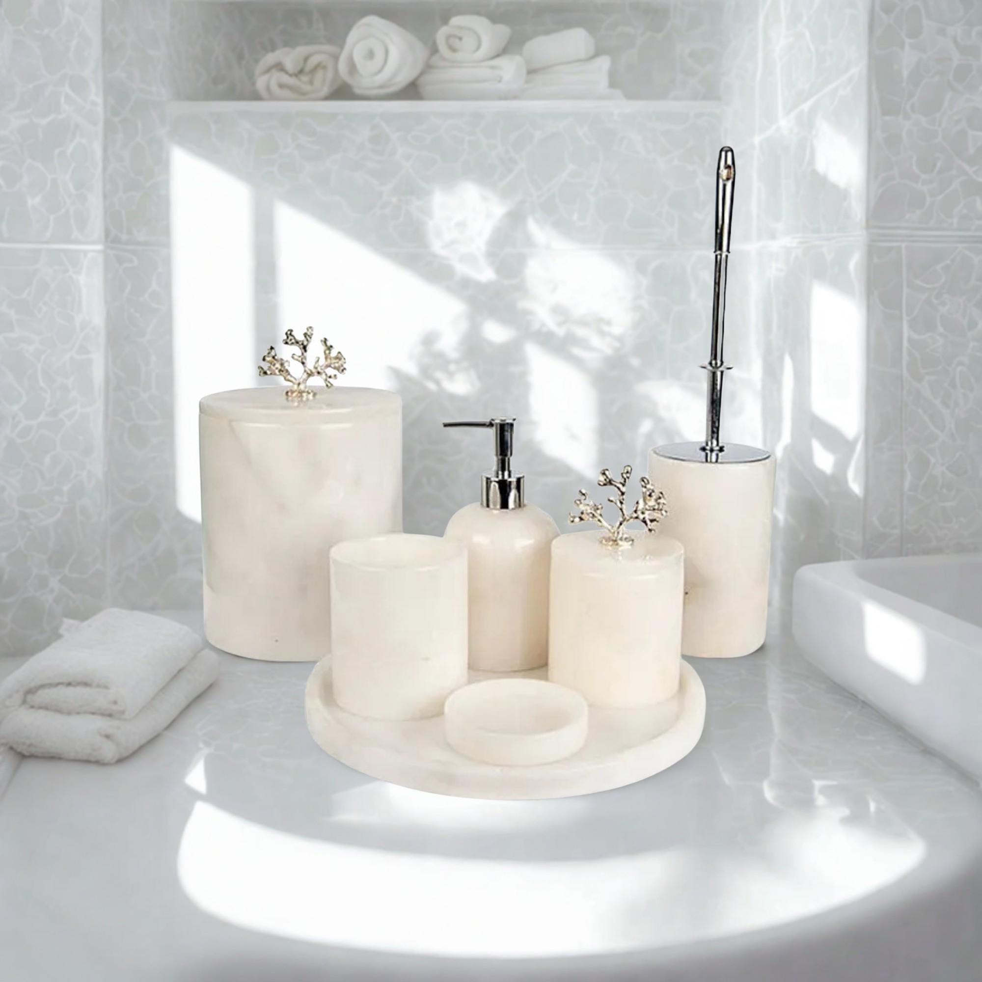 Luxury Naturel Marble Bathroom Set - 7 Pieces - Fast Shipping, Fast ...