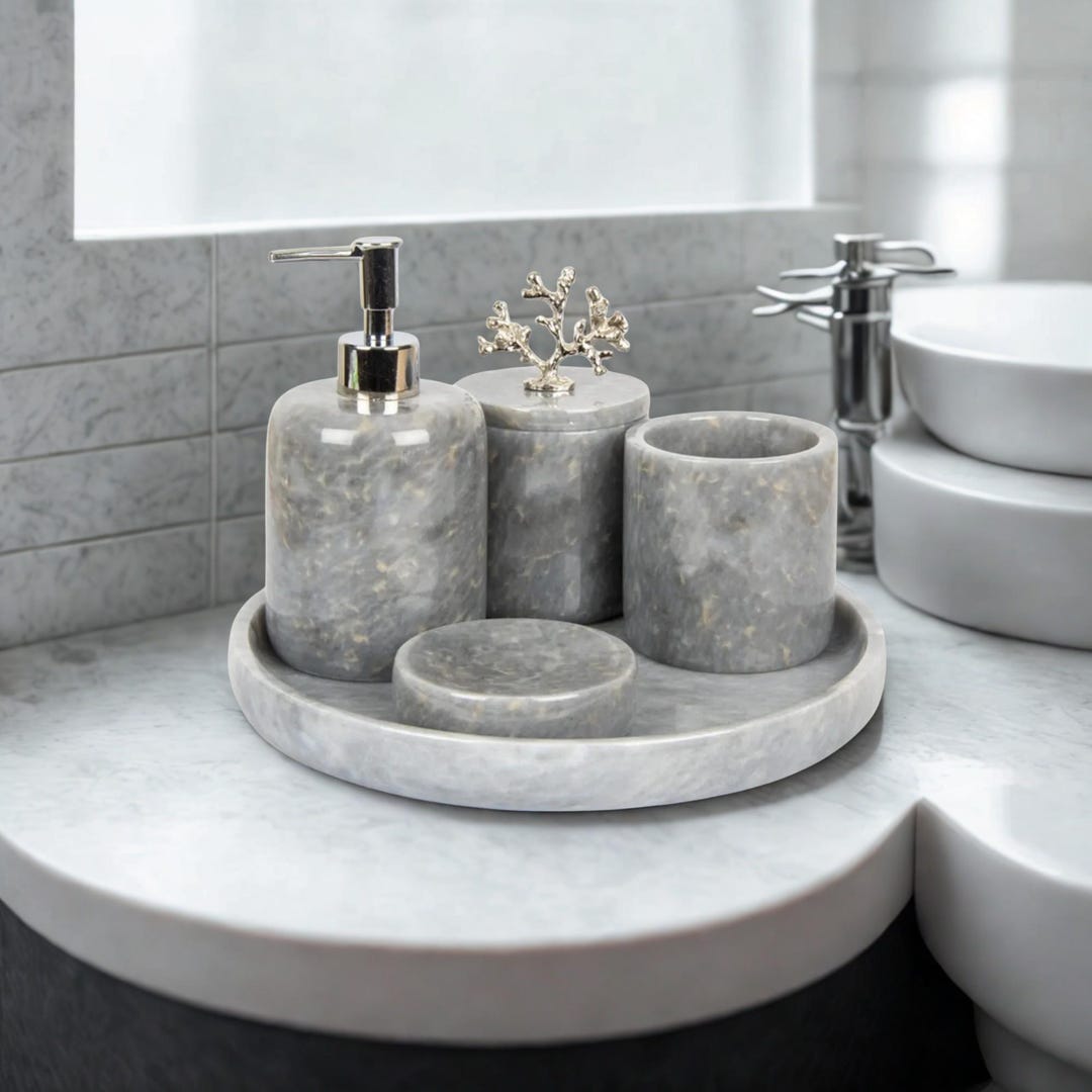 Luxury Naturel Marble Bathroom Set - 5 Pieces - Fast Shipping, Fast ...