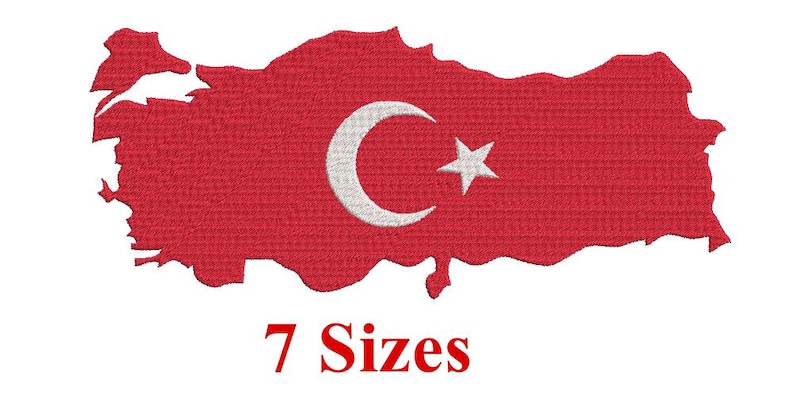 Turkish Flag Embroidery Design in 7 Different Sizes - Etsy