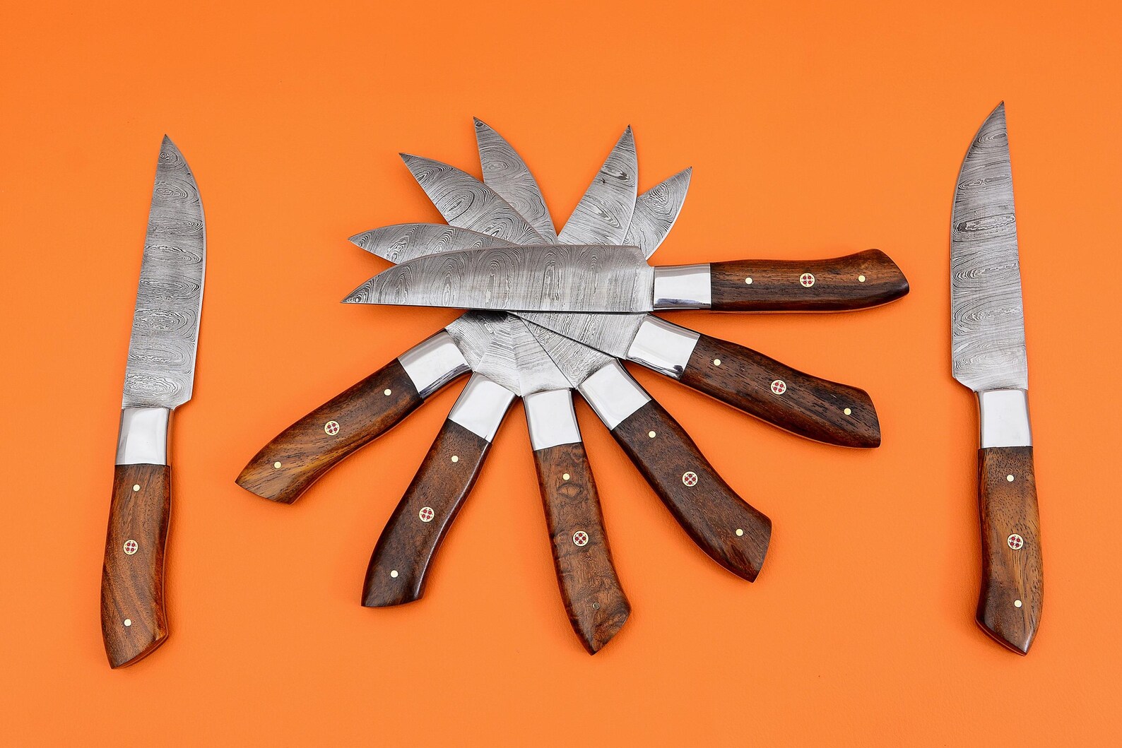 Custom Handmade Kitchen Knives 8 Piece Steak Knives Handforge Chef ...