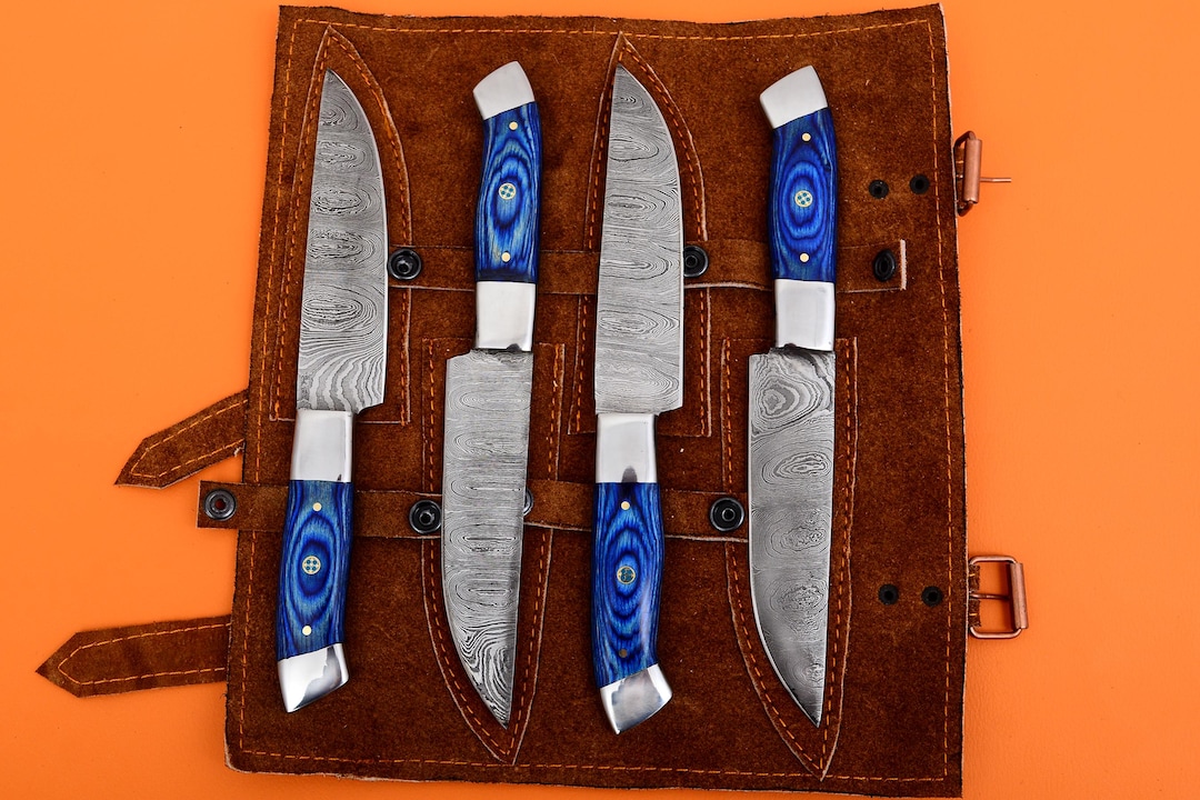 Custom Handmade Kitchen Knives 4 Piece Steak Knives Handforge Chef ...
