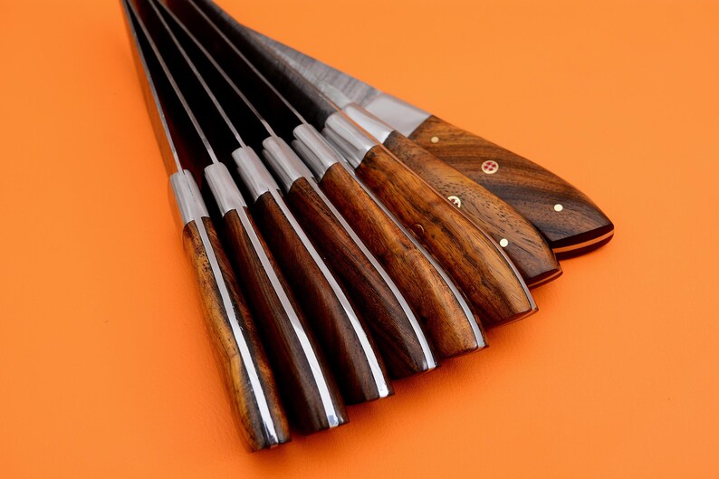 Custom Handmade Kitchen Knives 8 Piece Steak Knives Handforge Chef ...