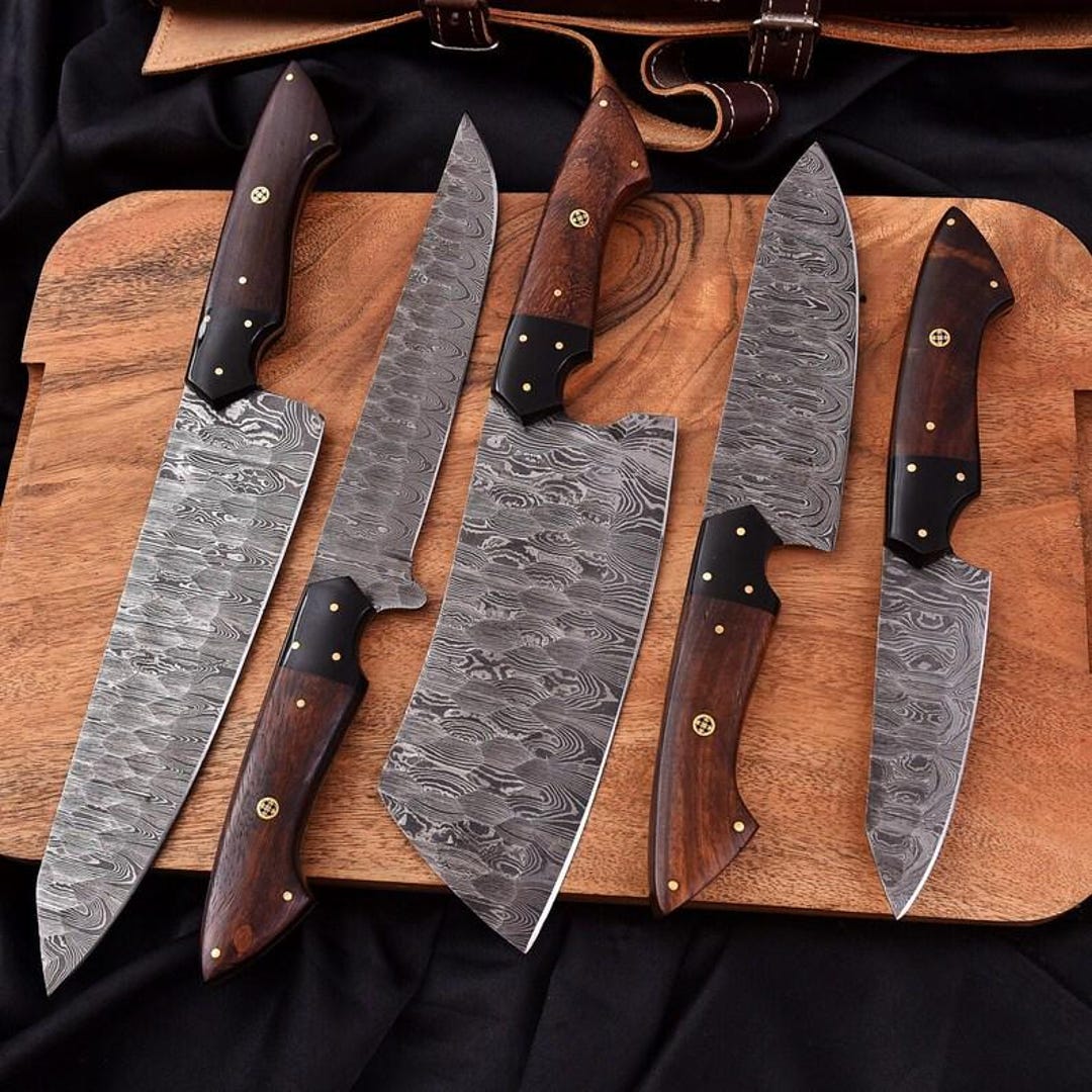 Handmade Kitchen Knives 5 Piece Chef Knives Set,hand Forge Knives,bbq ...
