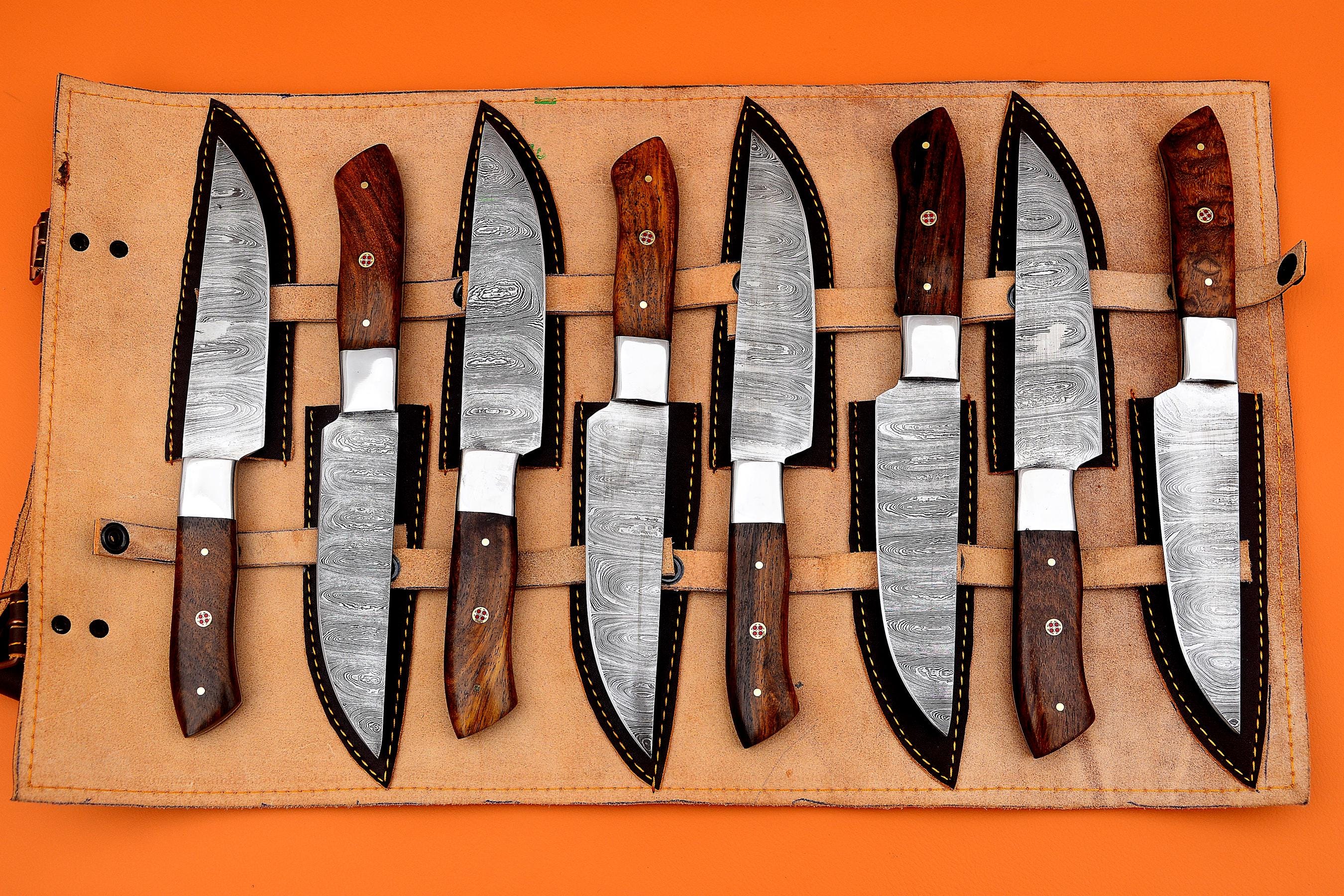 Custom Handmade Kitchen Knives 8 Piece Steak Knives Handforge Chef ...
