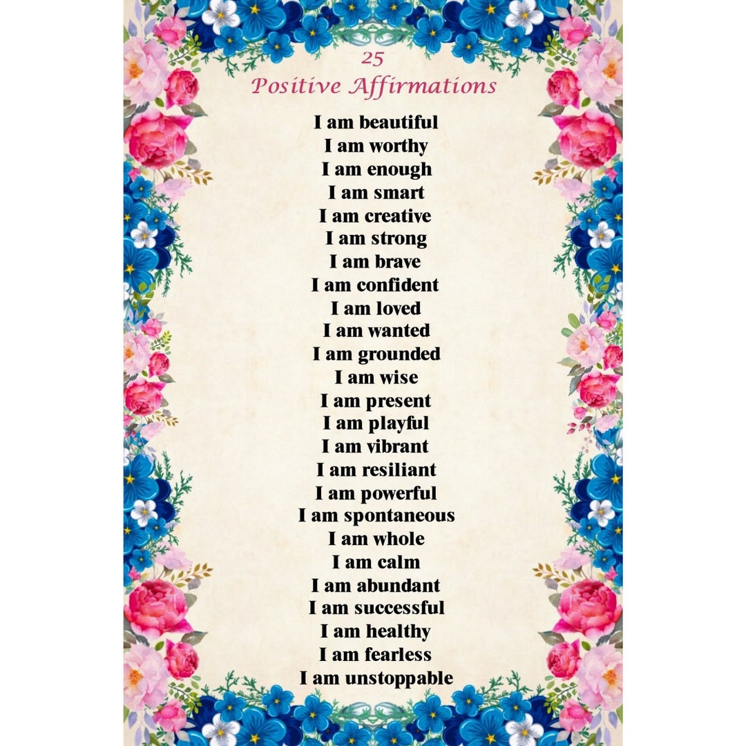 25 I Am Positive Affirmation Quotes Flower Border Law of Attraction ...