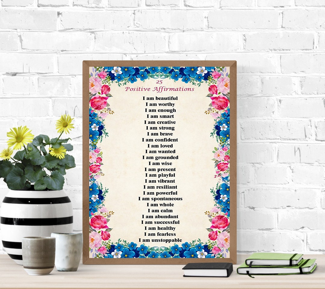 25 I Am Positive Affirmation Quotes Flower Border Law of Attraction ...