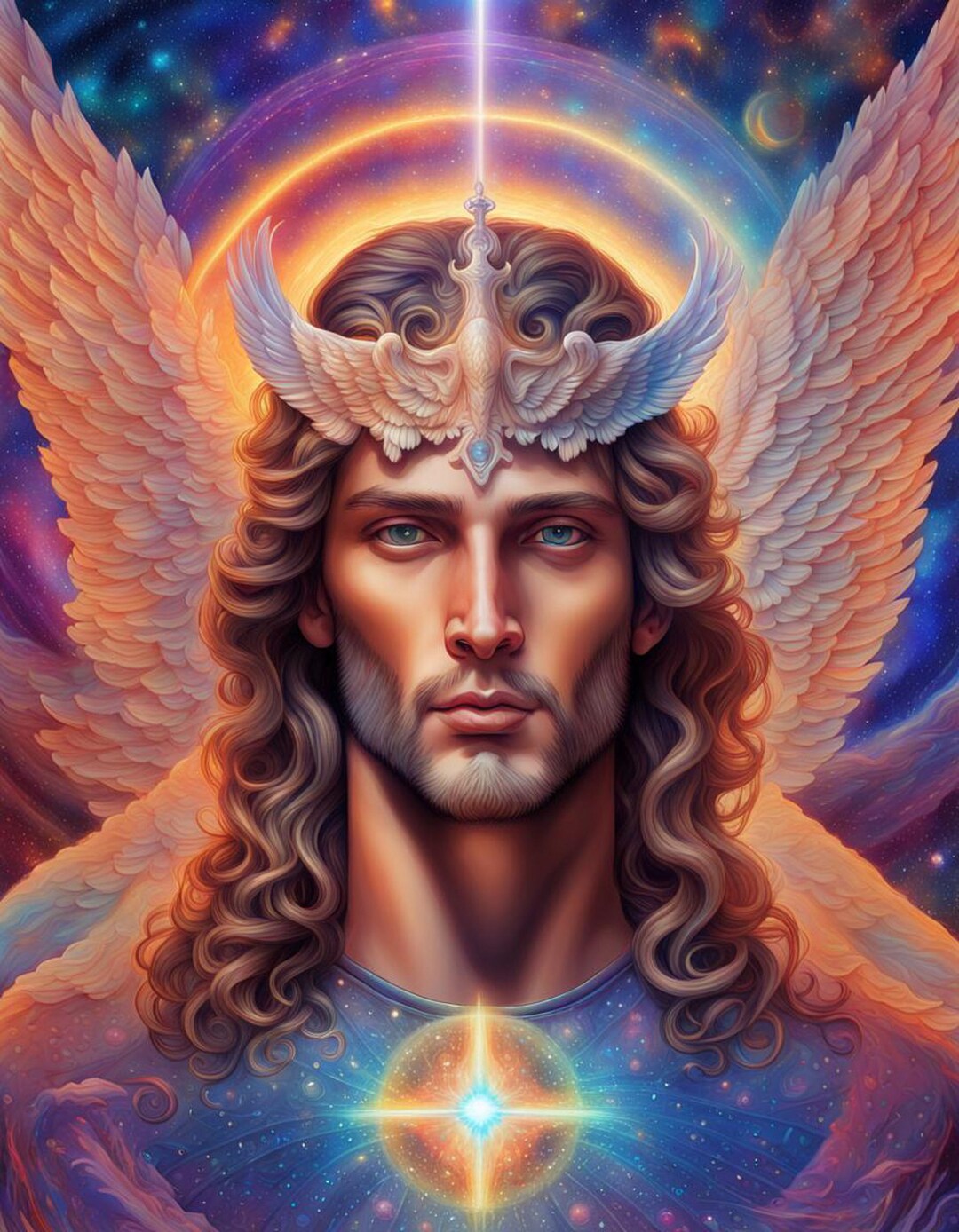 Cosmic Archangel Michael Cute Art Photo Print Painting Digital Download ...
