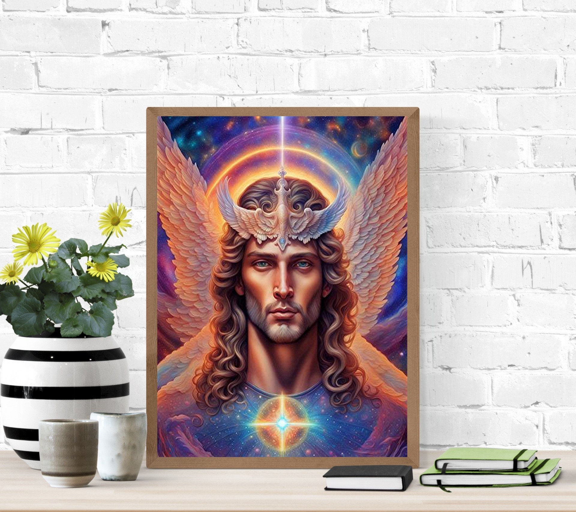 Cosmic Archangel Michael Cute Art Photo Print Painting Digital Download ...