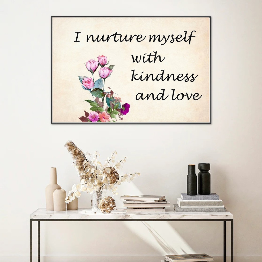 Kindness and Love Positive Affirmation Quote Pink Flowers Law of ...