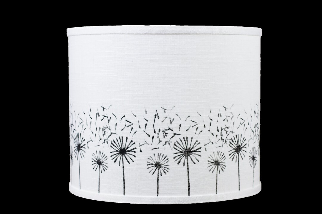 Lamp Shade 12 Drum Black Dandelion Stencil Lamp Shade 12 Inches Lamp ...