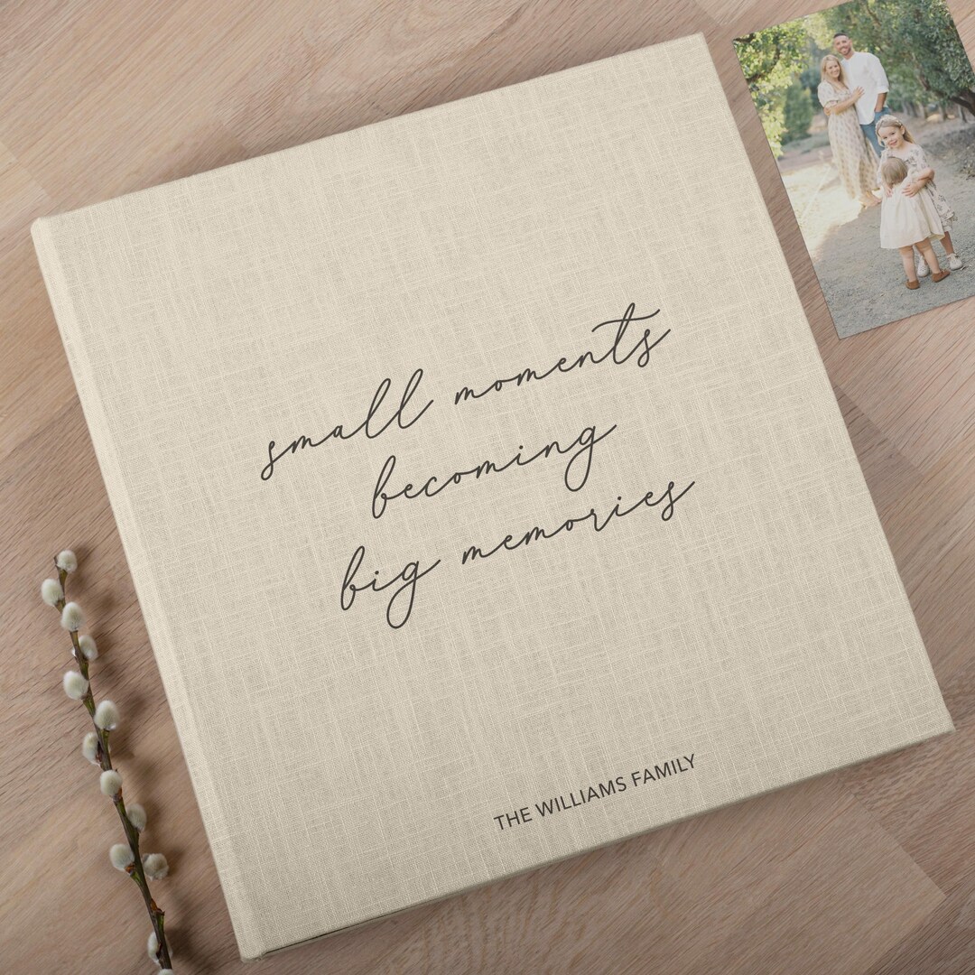 Personalized Family Memory Book | Linen Photo Album With Sleeves for ...
