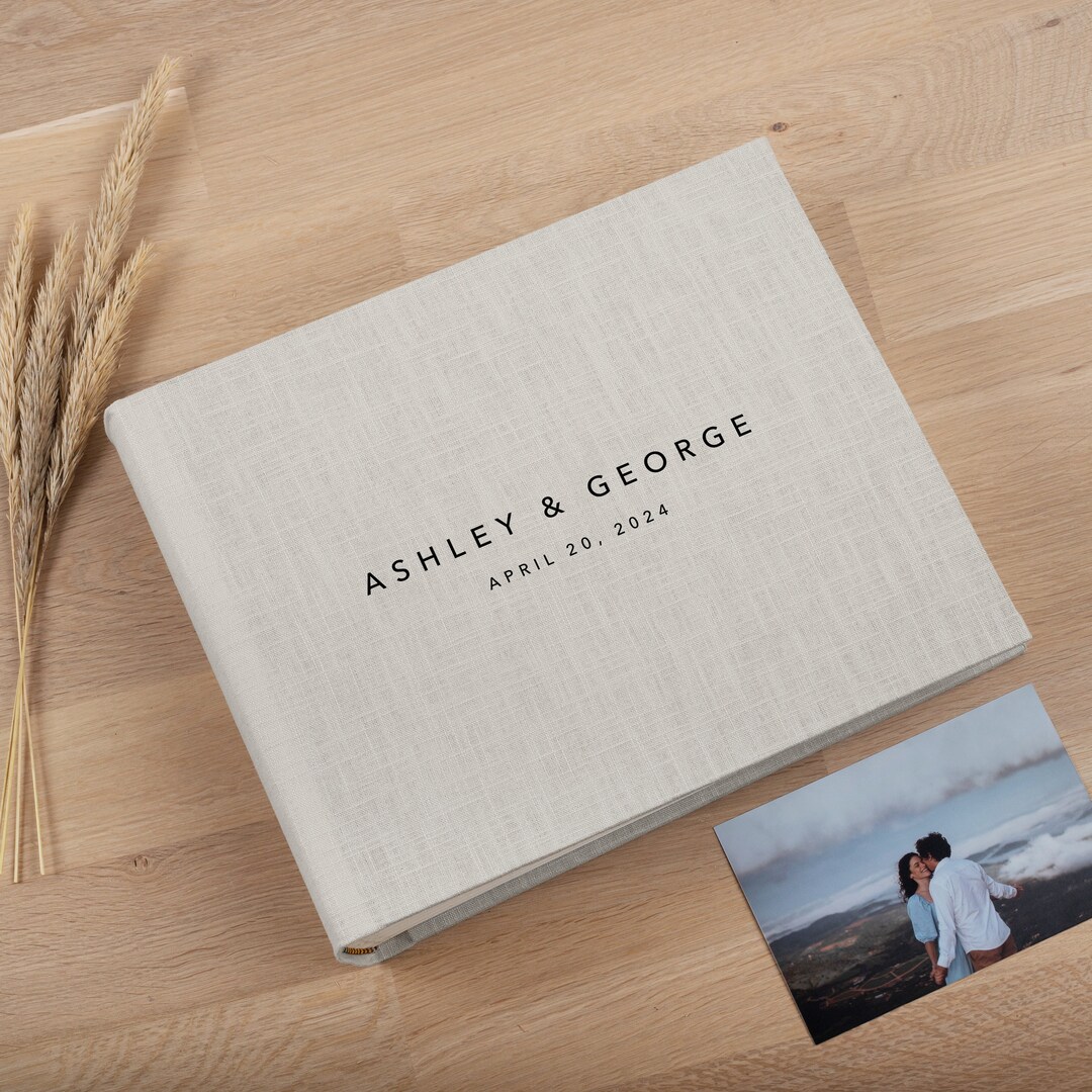 Linen Family Photo Album Large Personalized Scrapbook Traditional Book ...