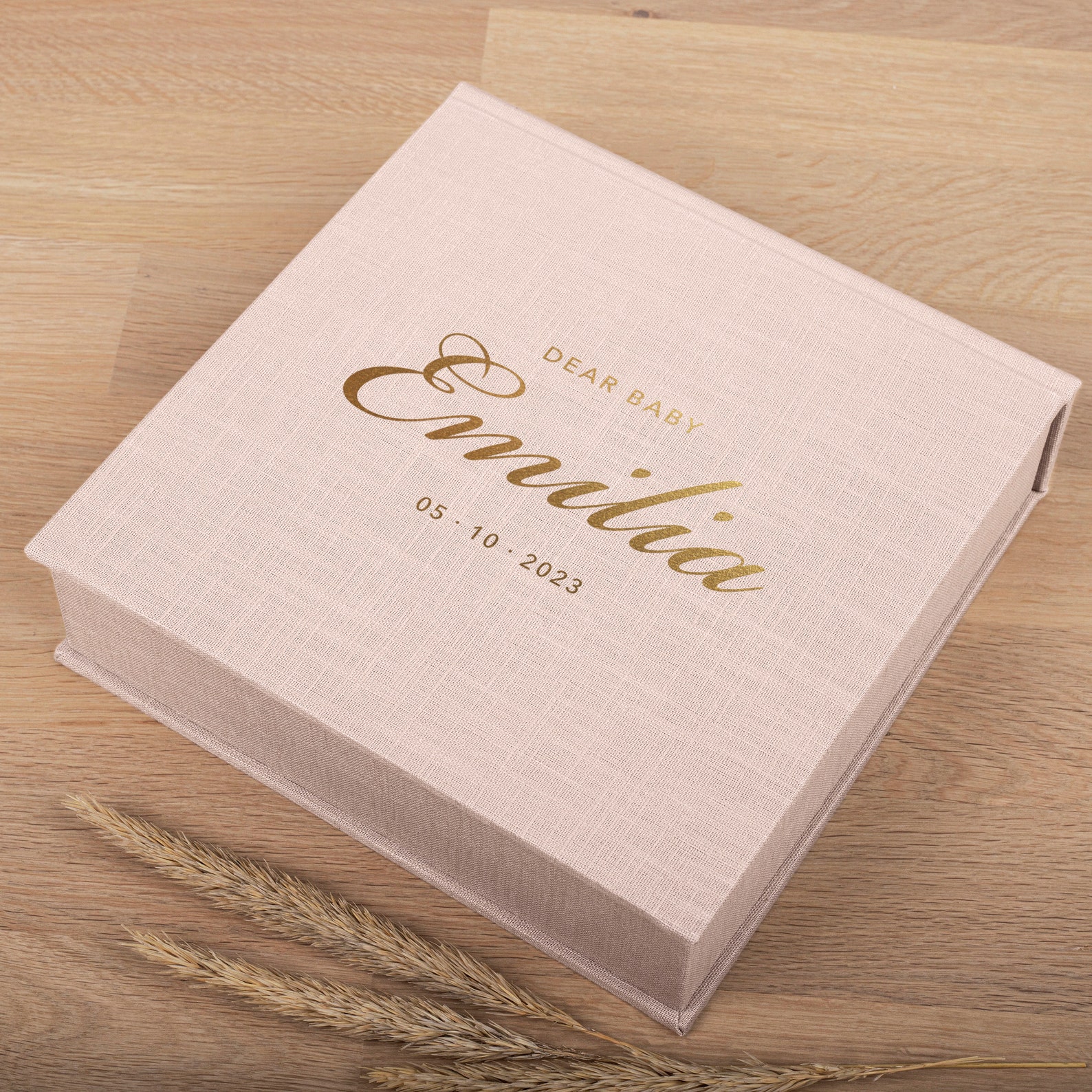 Baby Time Capsule Box Personalized Baby Keepsake Box Large Linen ...