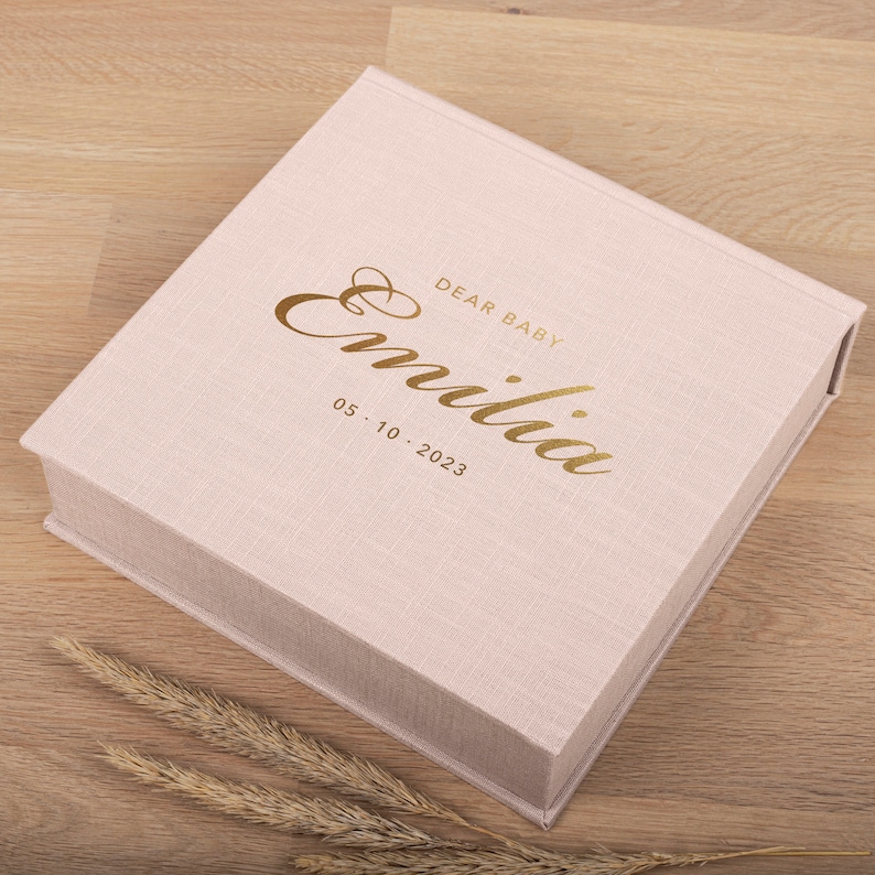 Baby Time Capsule Box Personalized Baby Keepsake Box Large Linen ...