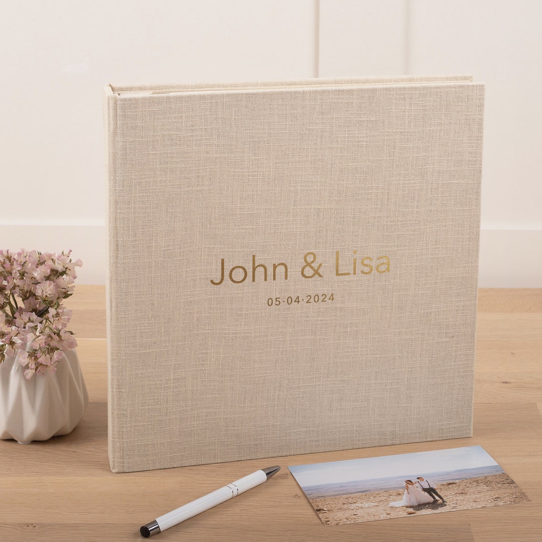 Linen Wedding Photo Album Large Size Personalized Scrapbook Self ...